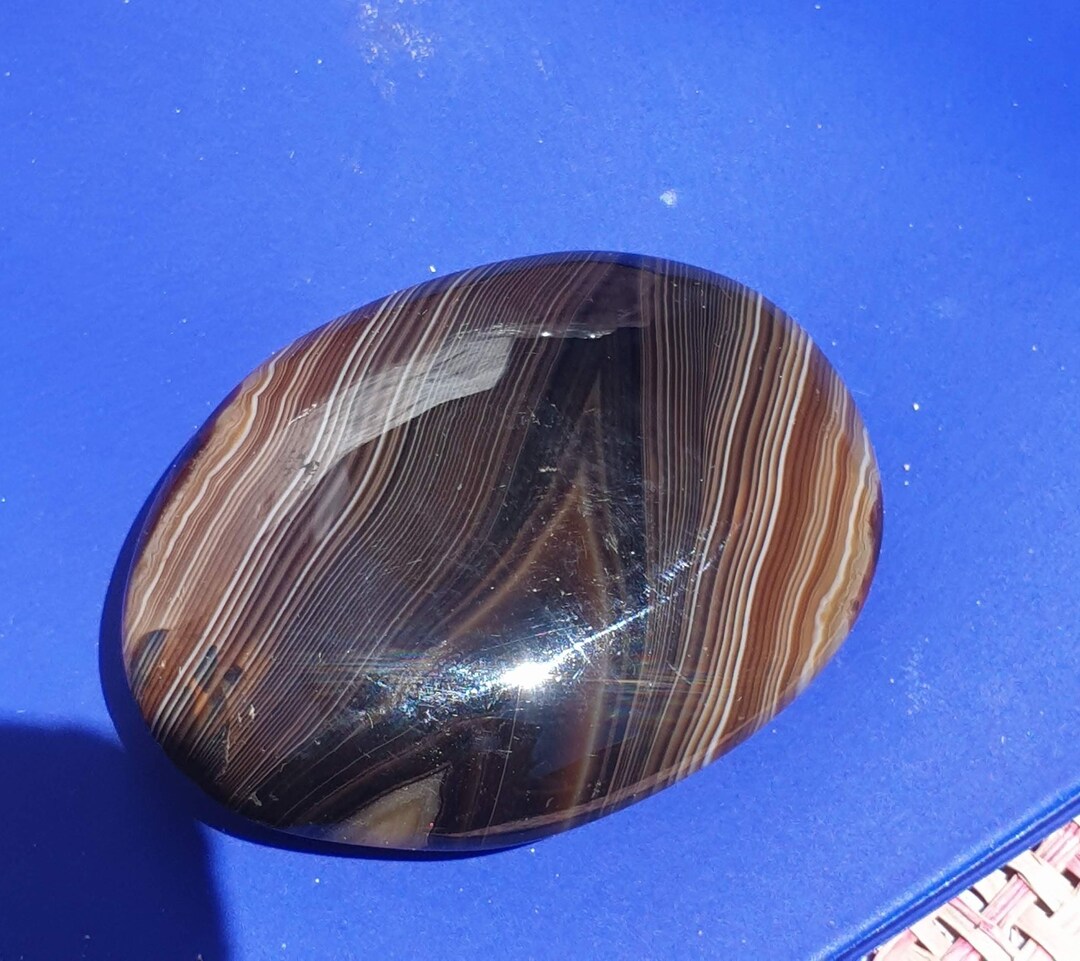 J993 AGATE RUBAN rubanée PARFAITE Naturelle 46g / 54mm Galet Plat ...