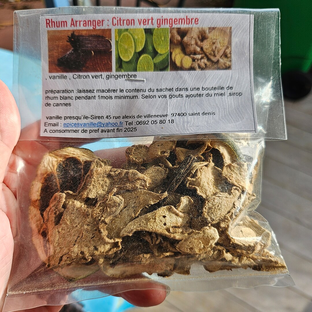 Green LEMON / GINGER / VANILLA Rum in Pods Dehydrated Preparation for ...