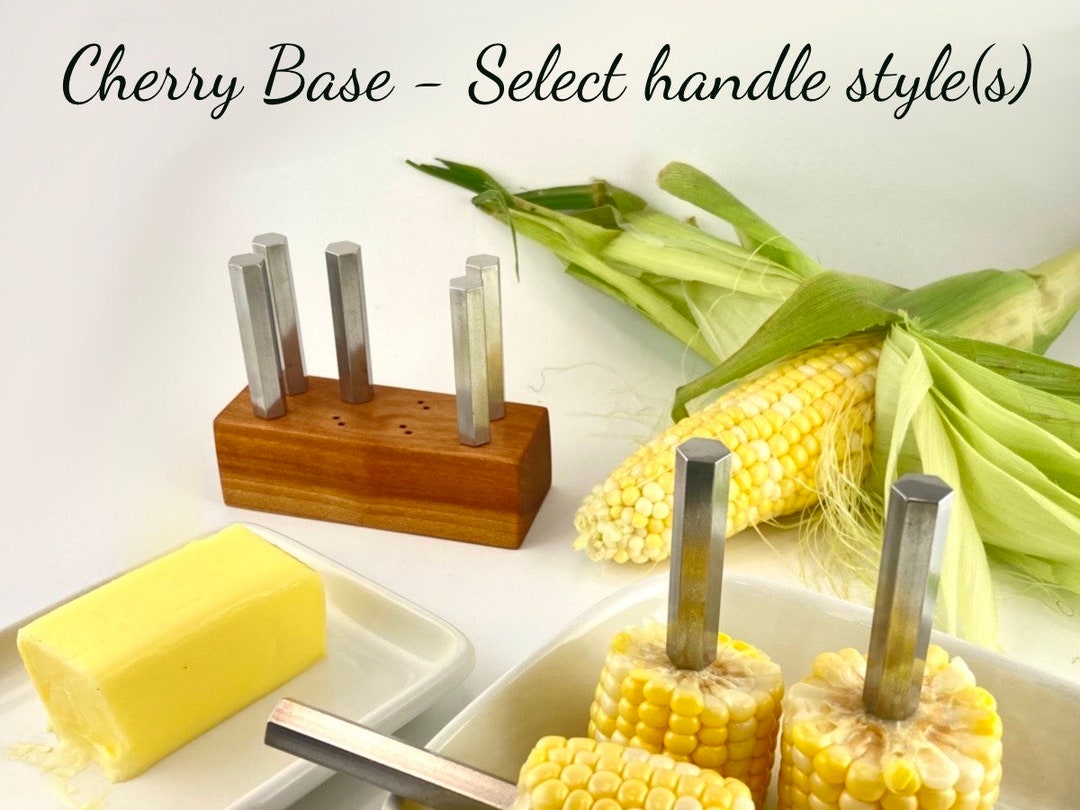 Corn on the Cob Holder With Cherry Wood Base | Corn Holder | BBQ Corn ...