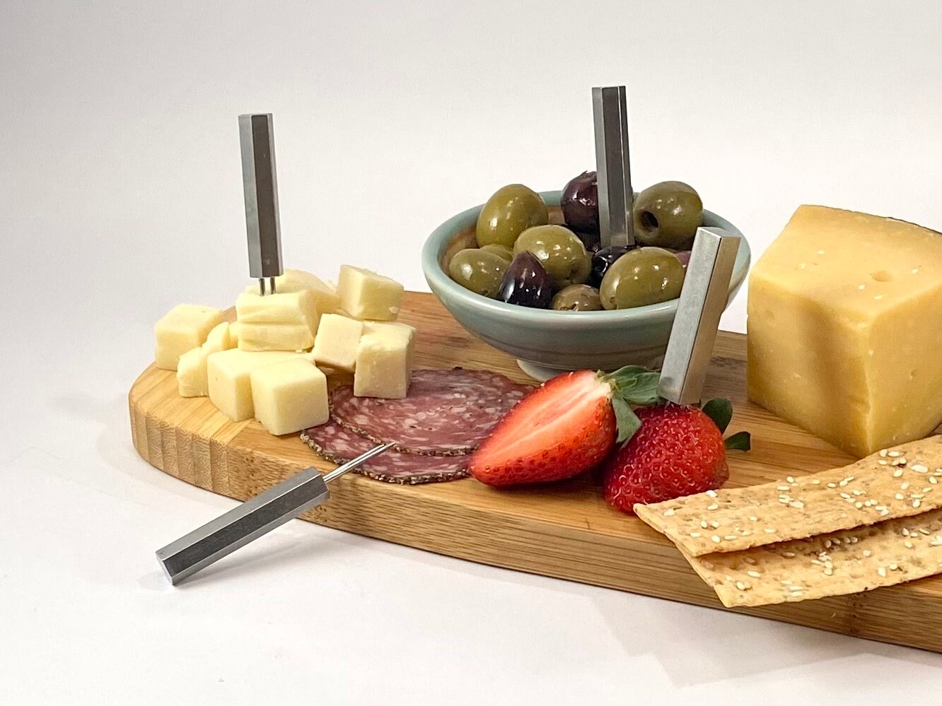 Corn on the Cob Holder With Cherry Wood Base Corn Holder BBQ Corn Pick ...