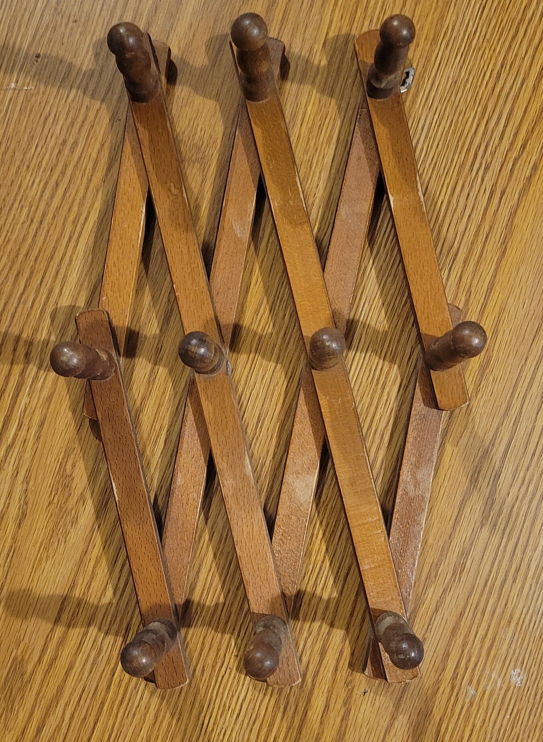 Vintage Wooden Accordion Peg Rack 10 Pegs Japan - Etsy