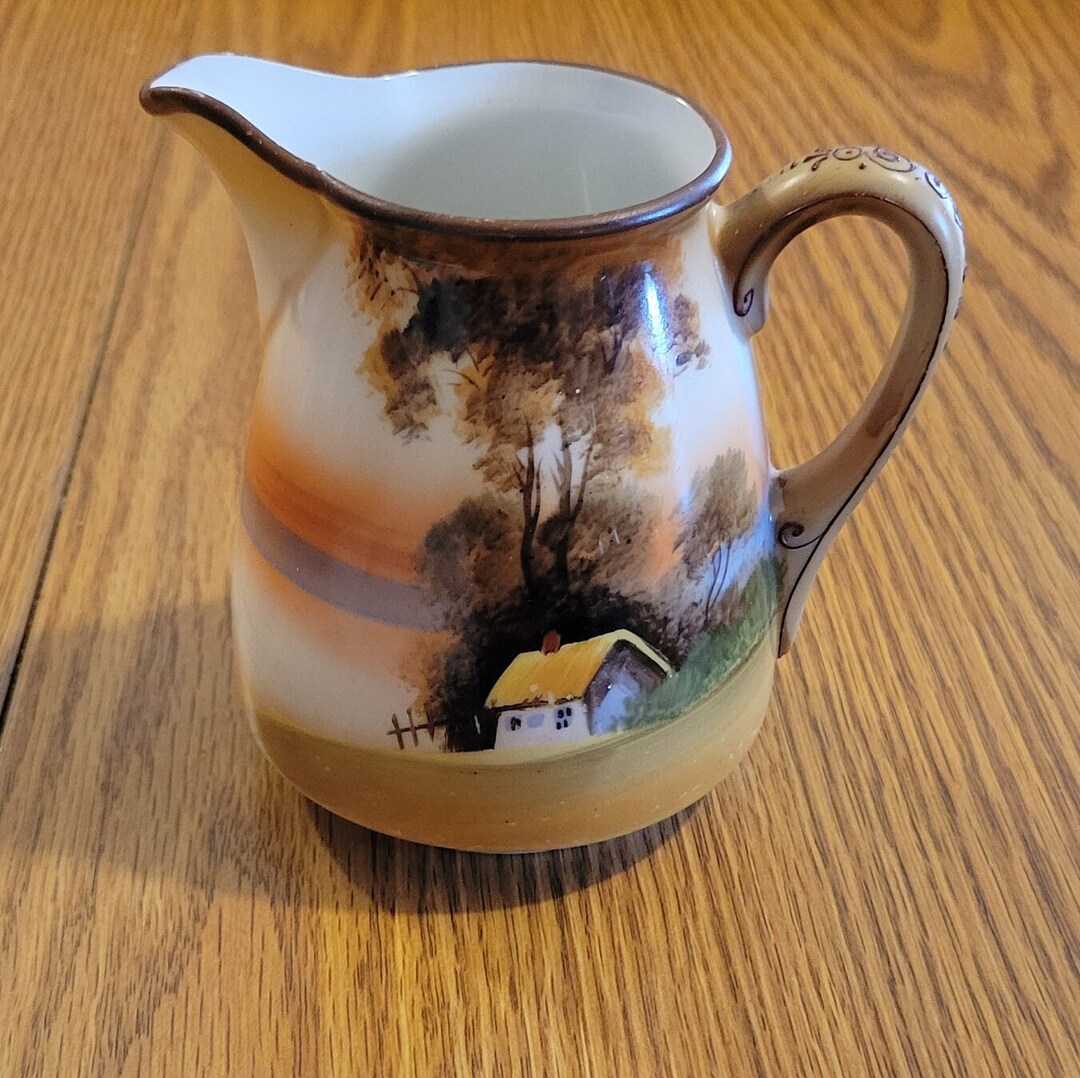 Vintage Ceramic Nippon Lake Scene Hand Painted Pitcher - Etsy