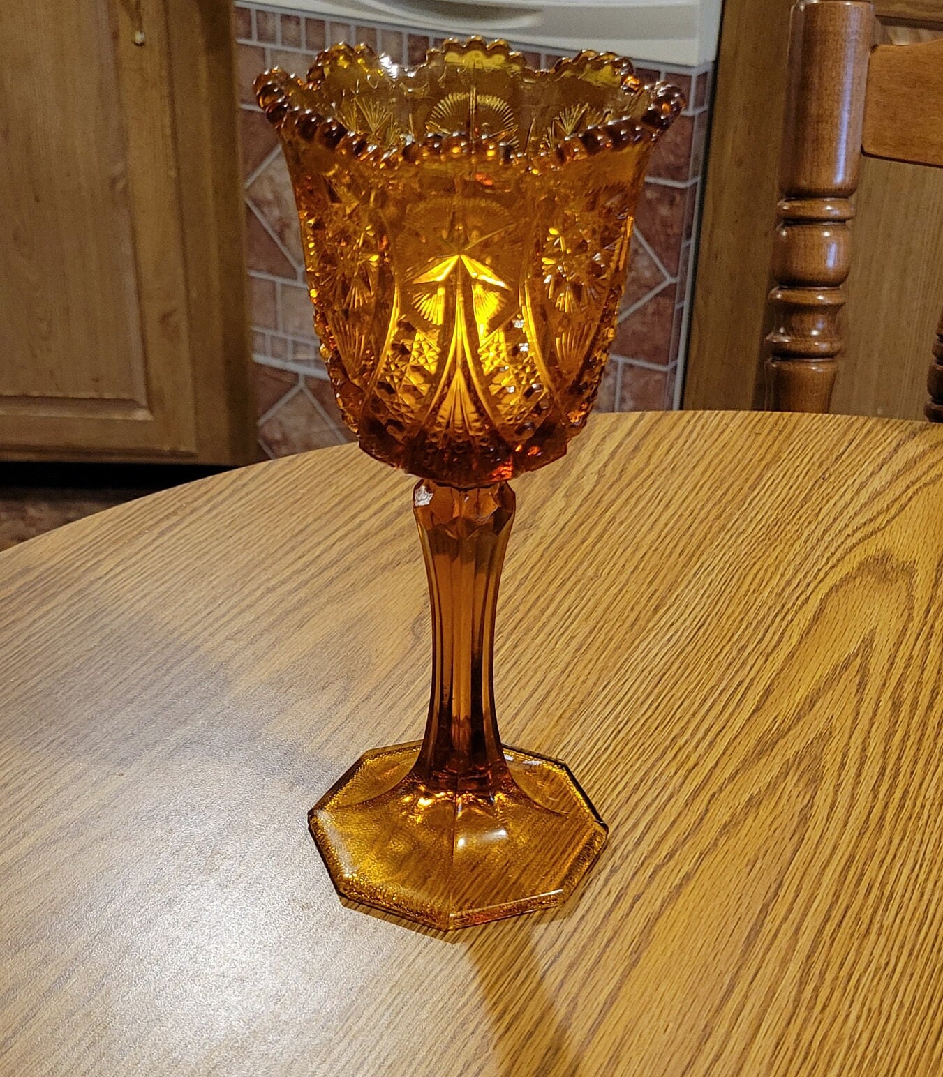 Vintage Kemple Glass Amber Chalice Candle Holder - Etsy