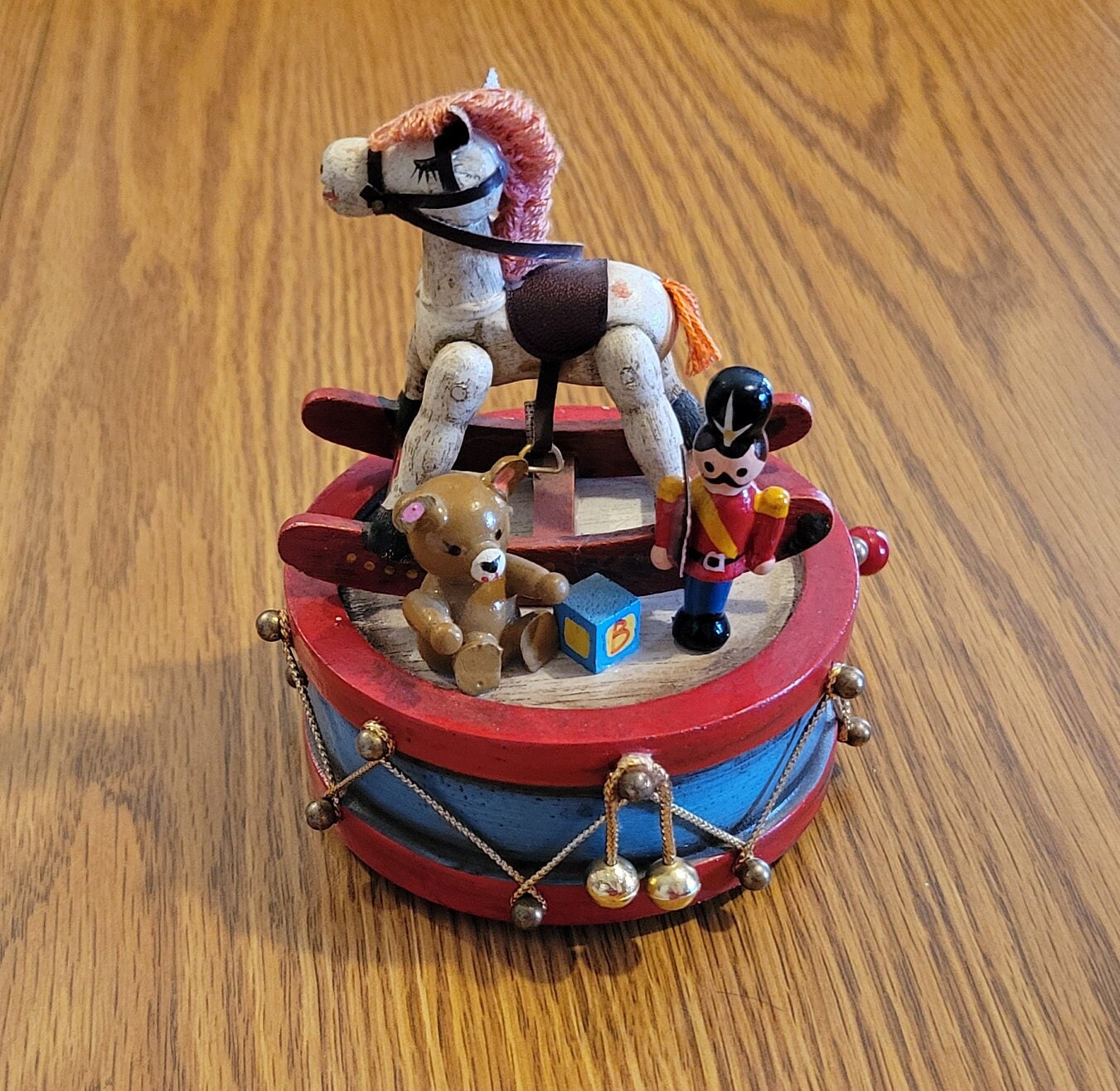 Vintage Enesco Rocking Horse Music Box With Bear and Nutcracker. - Etsy