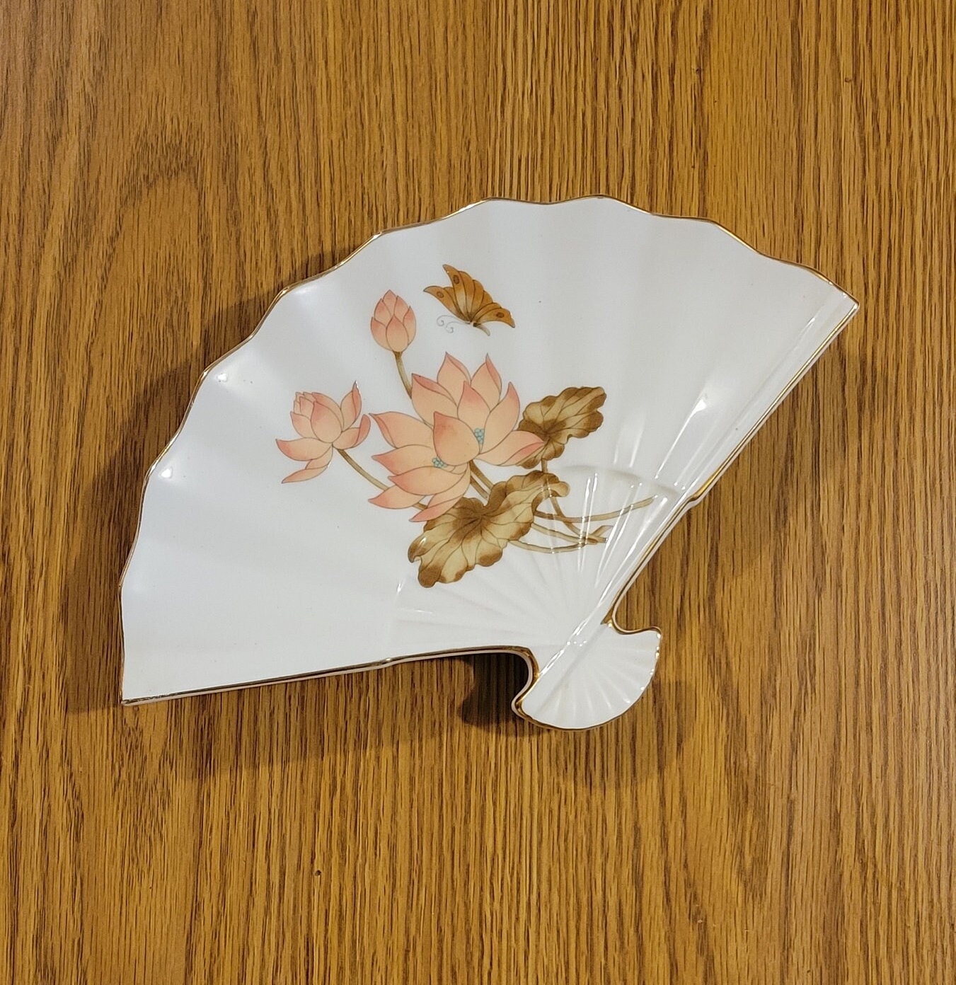 Vintage Japanese Fan Shaped Porcelain Trinket Dish - Etsy