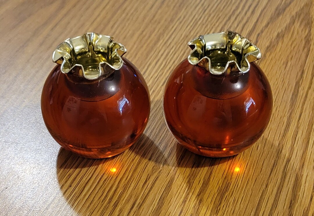 Vintage Amber Colored Lucite Candle Holders - Etsy