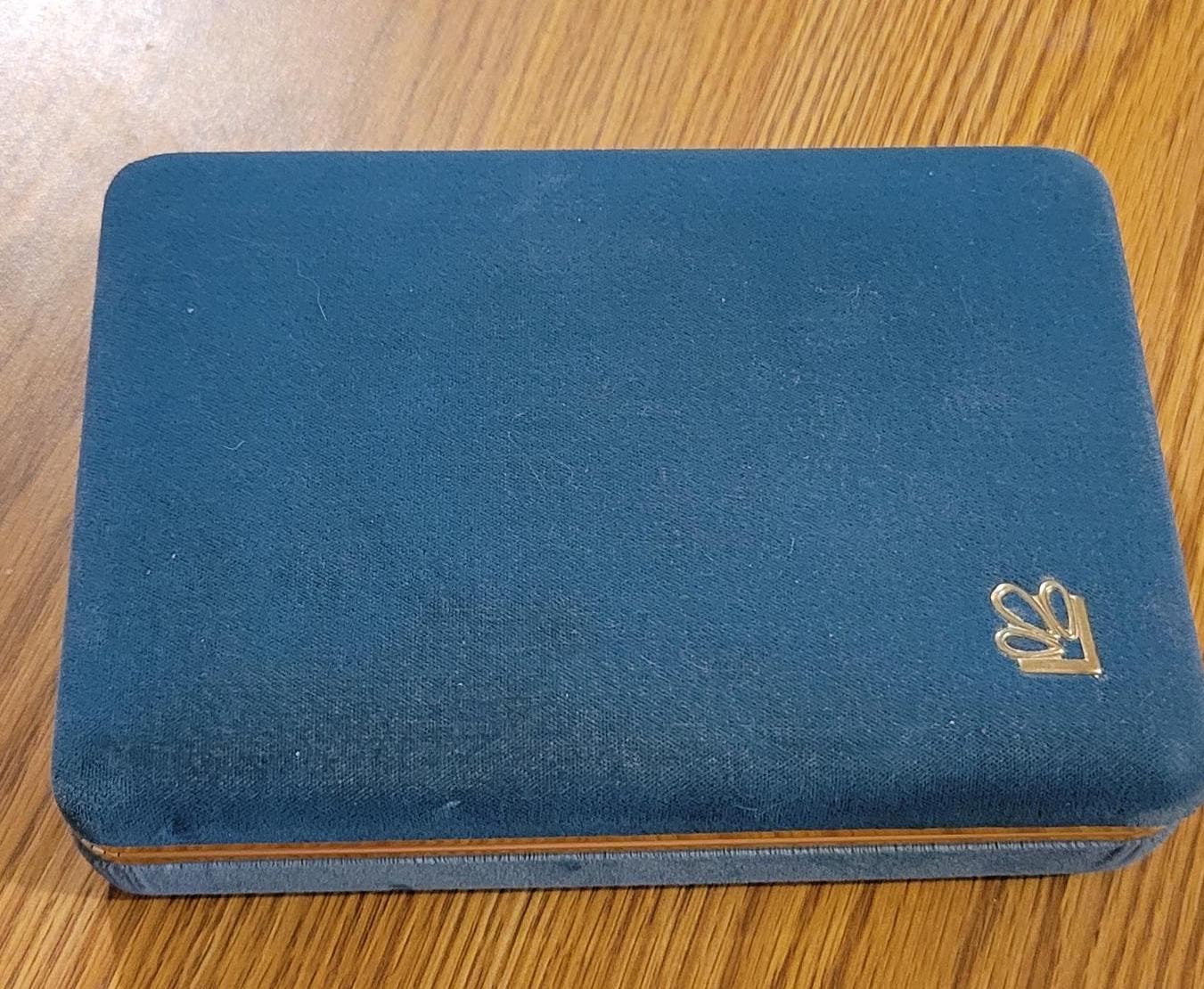 Vintage Blue Velvet Jewelry Box - Etsy