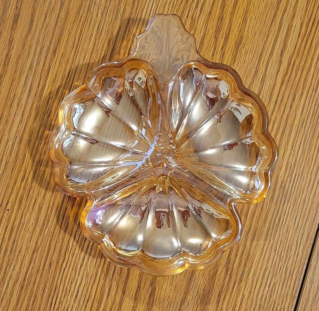 Vintage Marigold Carnival Glass Clover Dish - Etsy