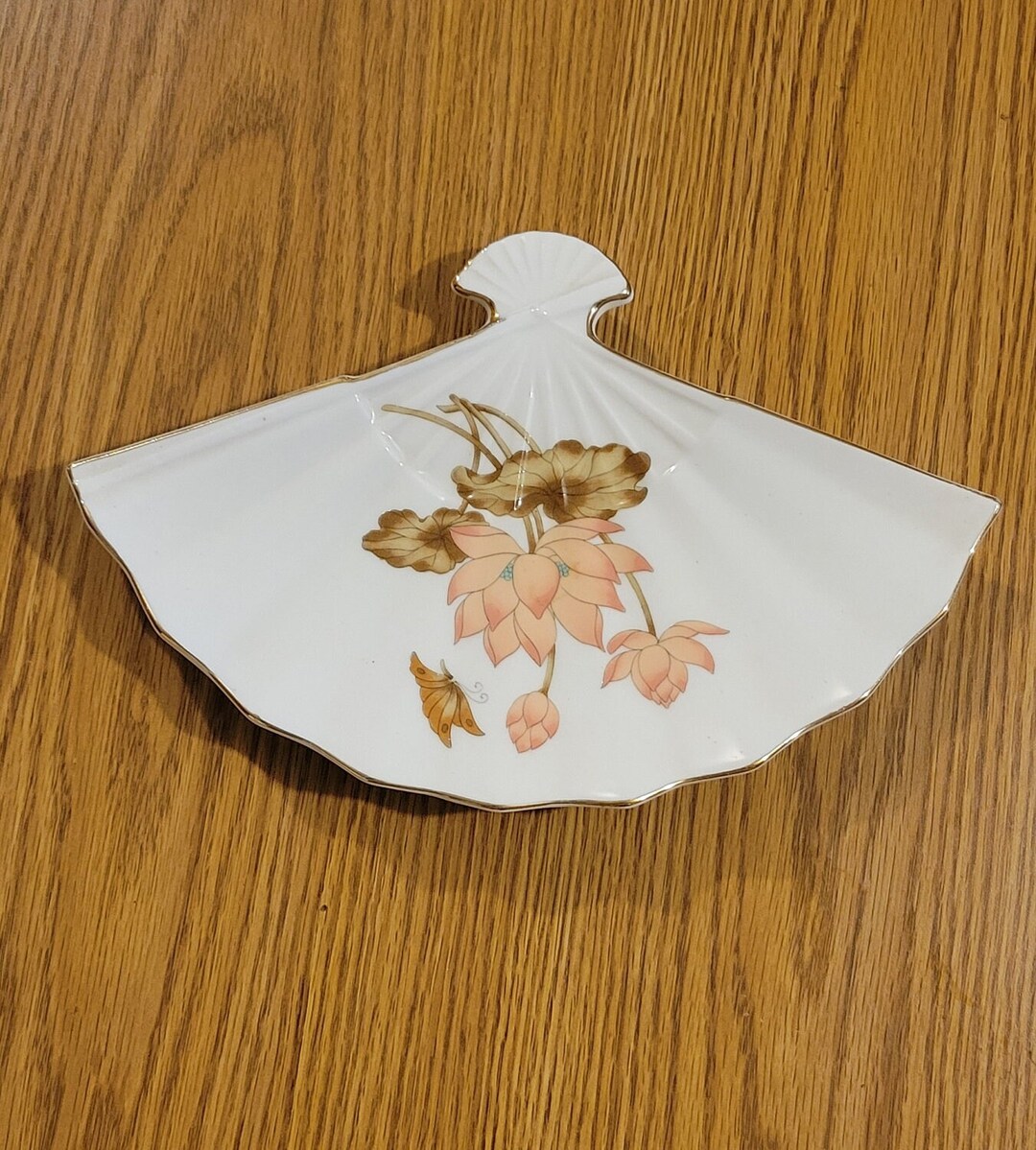 Vintage Japanese Fan Shaped Porcelain Trinket Dish - Etsy