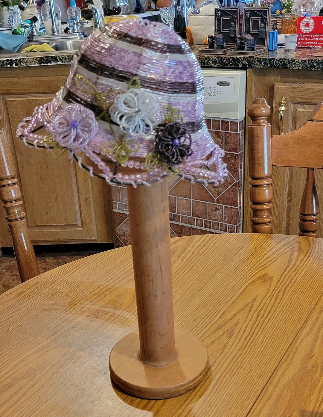 Vintage Purple, Lilac, and White Beaded Ladies Hat Lamp Shade - Etsy