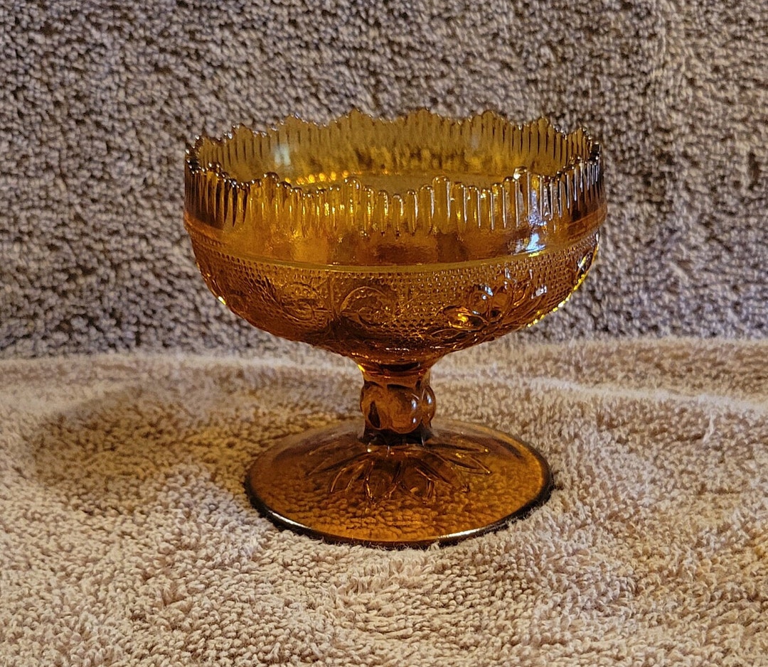 Vintage Tiara Indiana Glass Amber Sandwich Pattern Taper Candle Holder ...