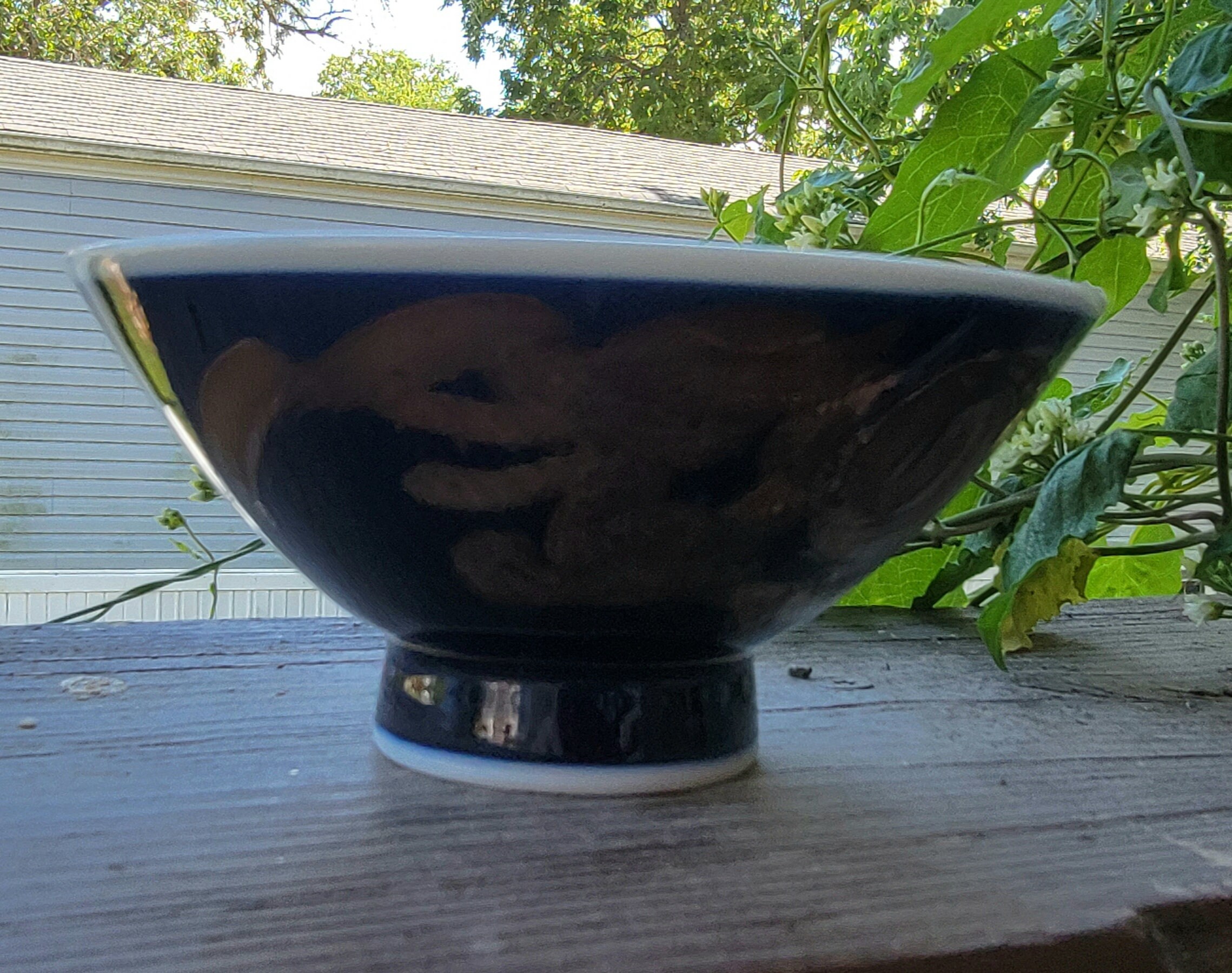 Vintage Blue Rice Bowl With Gold Trim - Etsy