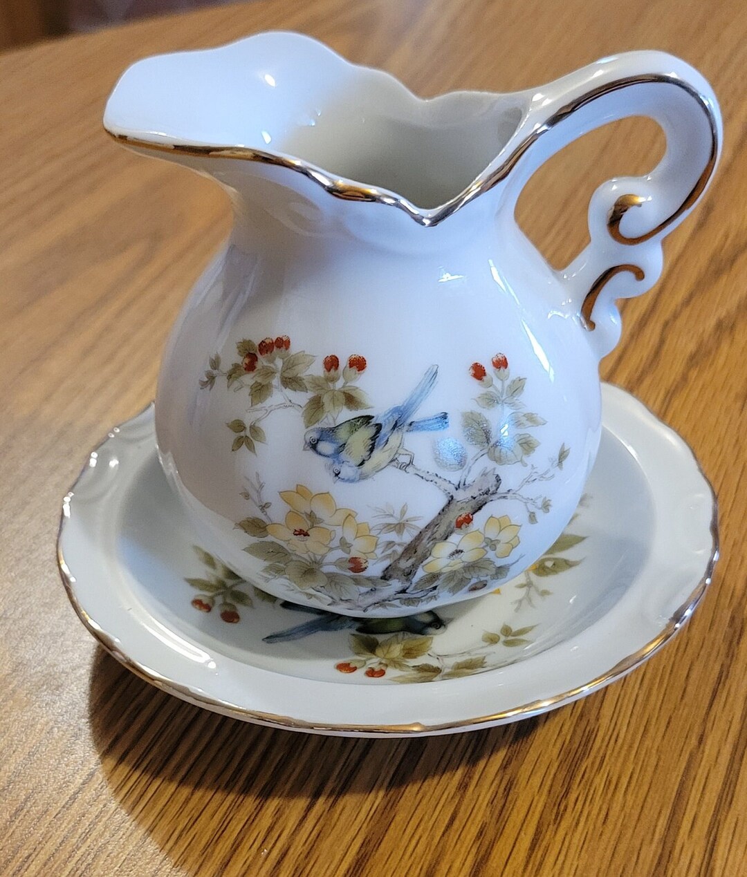 Vintage Norcrest Mini Porcelain Blue Birds & Floral Bowl Pitcher Set - Etsy