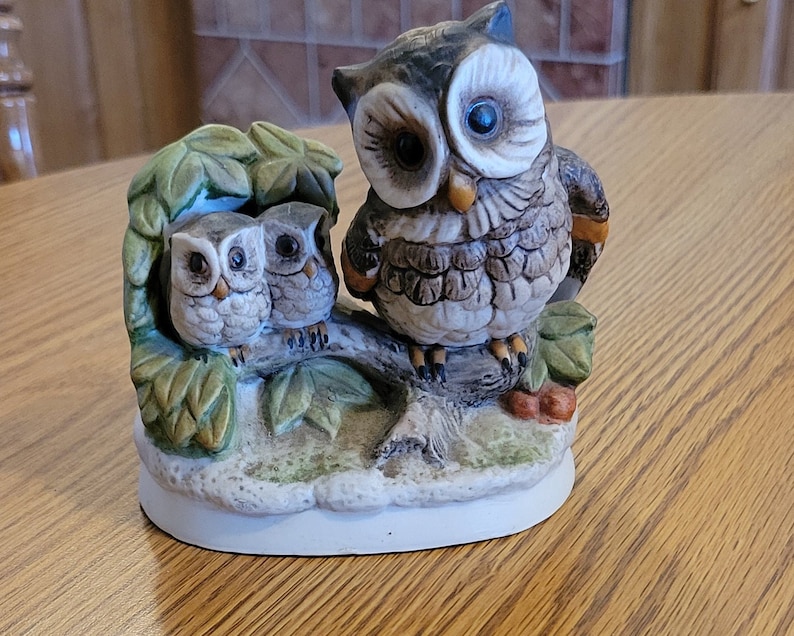 Vintage Homco Ceramic Owl and Babies Figurine - Etsy