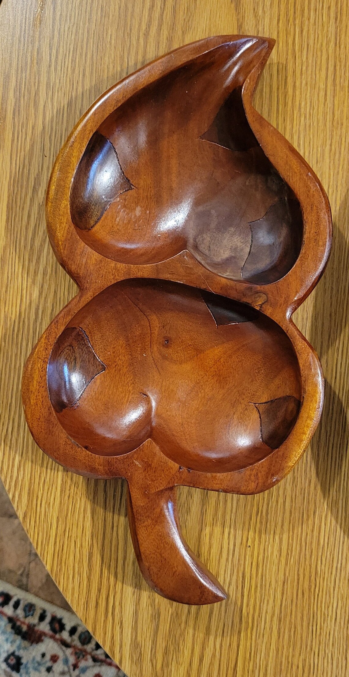 Vintage MCM Leilani Wood Monkey Pod Serving Tray and Unmarked Leaf Wood ...