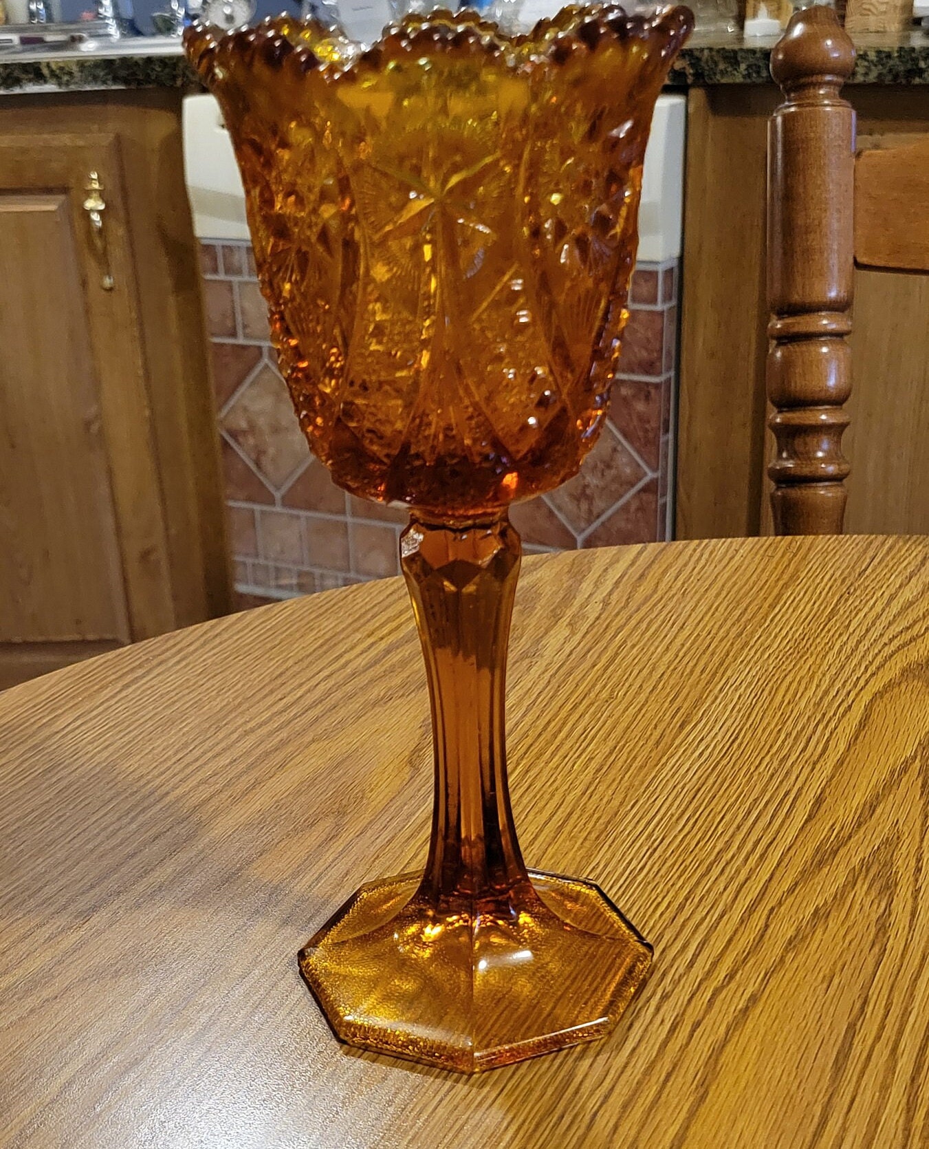 Vintage Kemple Glass Amber Chalice Candle Holder - Etsy