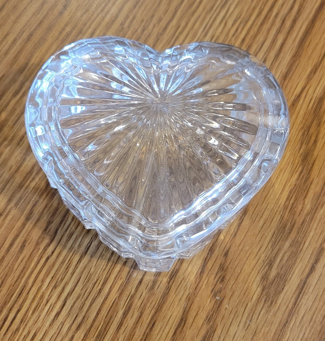 Vintage Lead Crystal Heart Shaped Trinket Holder - Etsy