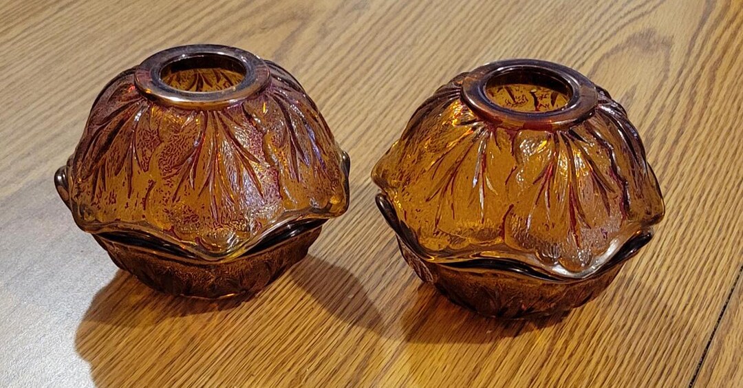 Vintage Indiana Glass Pebble Leaf Fairy Lamps - Etsy