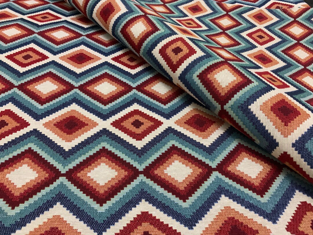 Geometric Gobelin Fabric, Italian Fabric, Printed Fabric, Digital Print ...