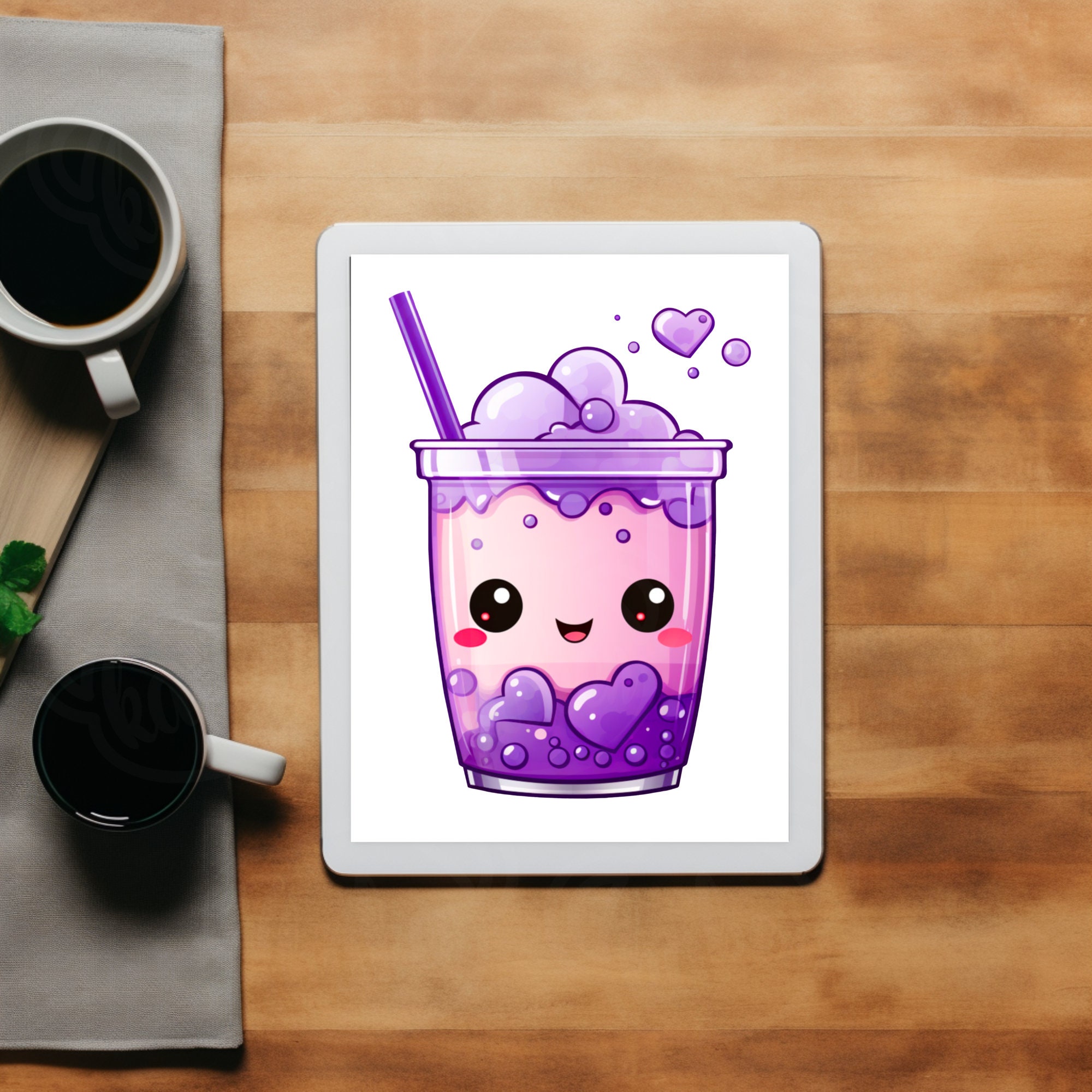 Purple Boba Tea Latte PNG File Digital Download 300dpi, Boba Tea Design ...