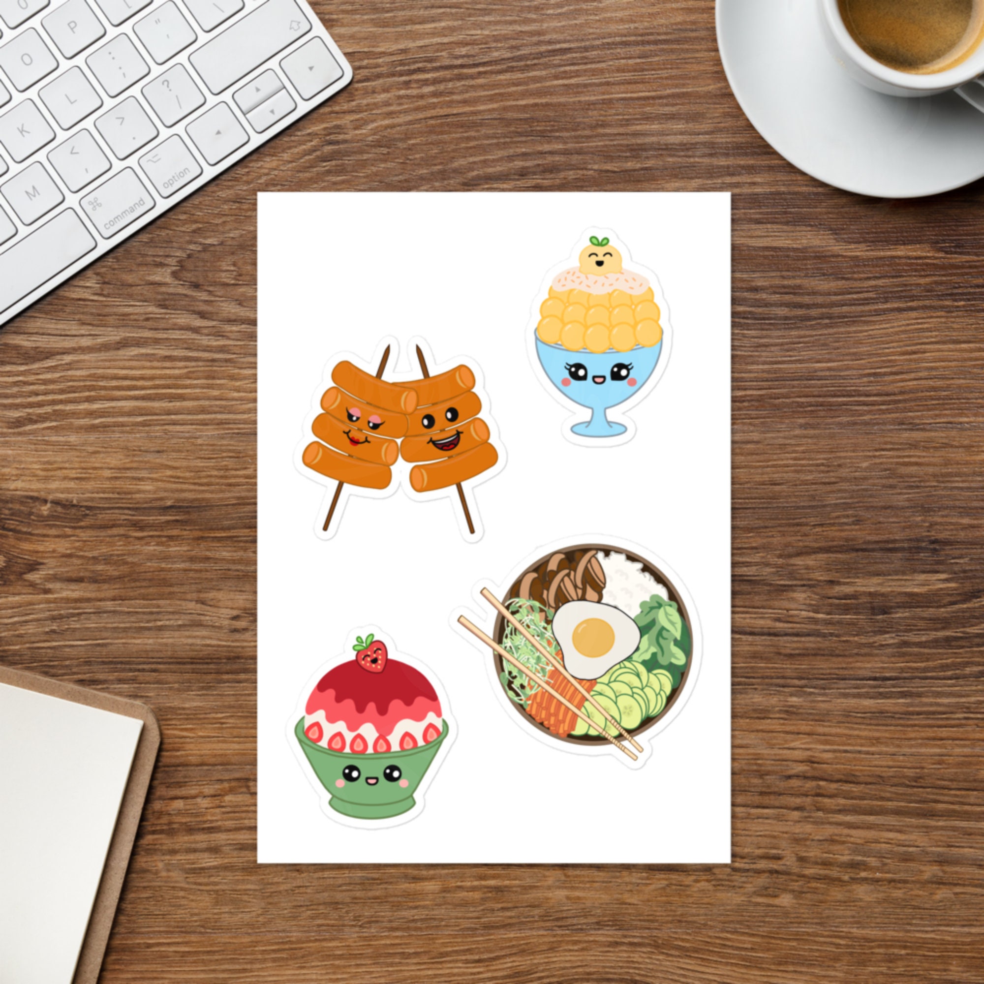 Korean Food Collection Sticker Sheet, Bibimbap, Tteokbokki, Bingsu ...