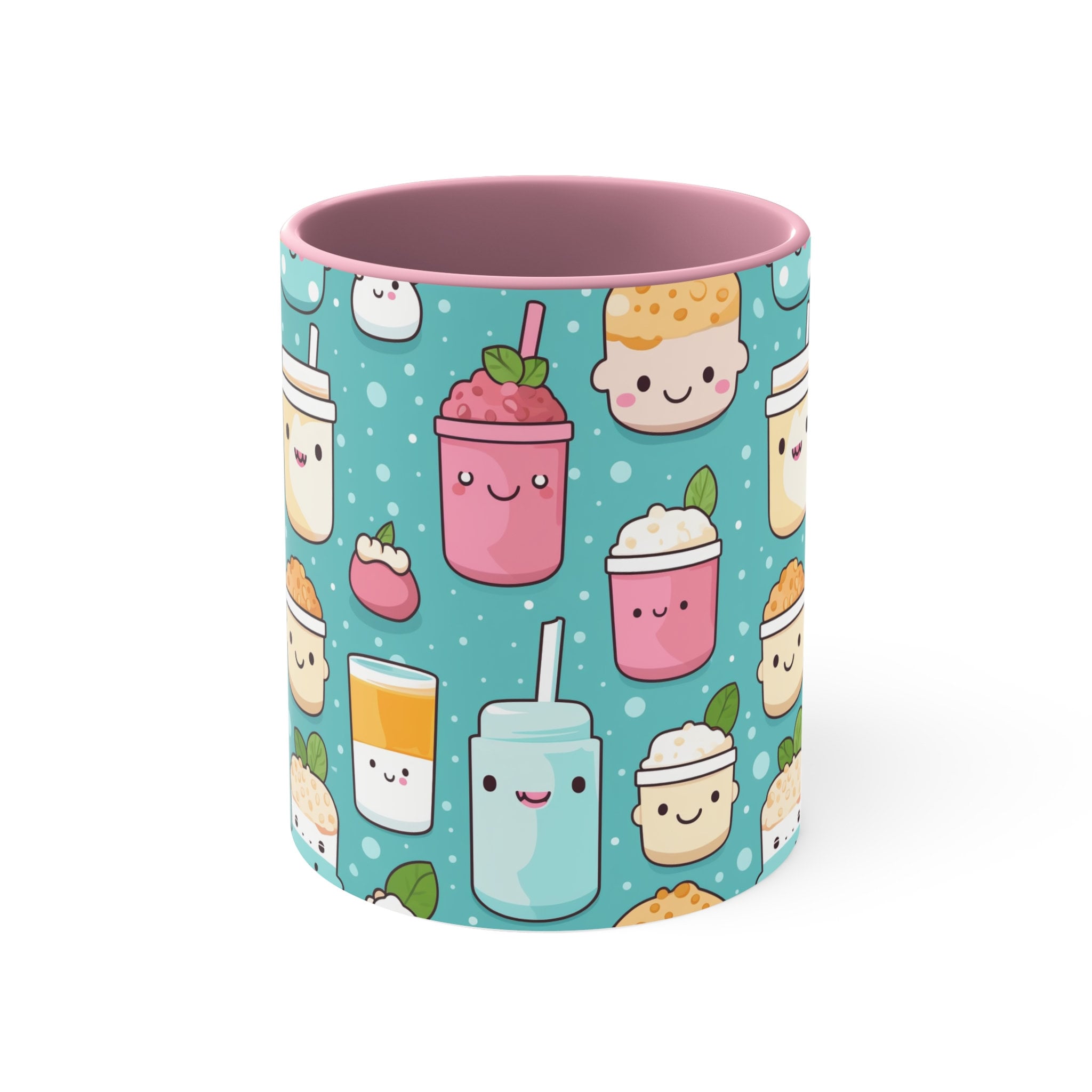 Cute Kawaii Tea Art Mug in Pink Two-toned 11oz Gifts for Tea - Etsy