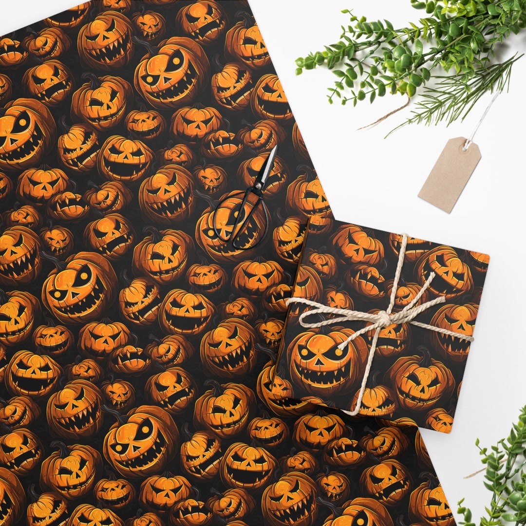 Halloween Gift Wrapping Paper, Pumpkin Wrapping Paper, Gifts for ...