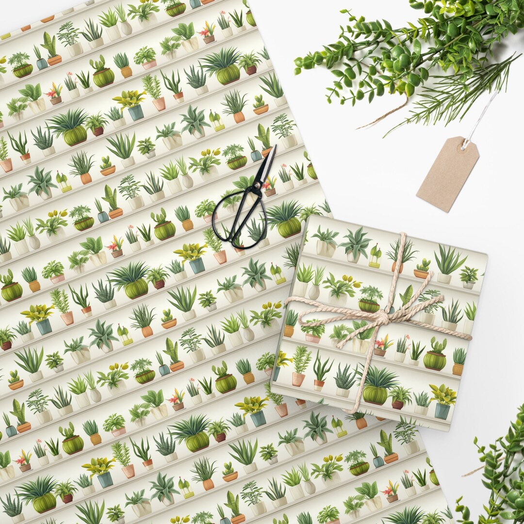 Cute Plant Lovers Wrapping Paper, Housewarming Gifts Wrapping Paper ...