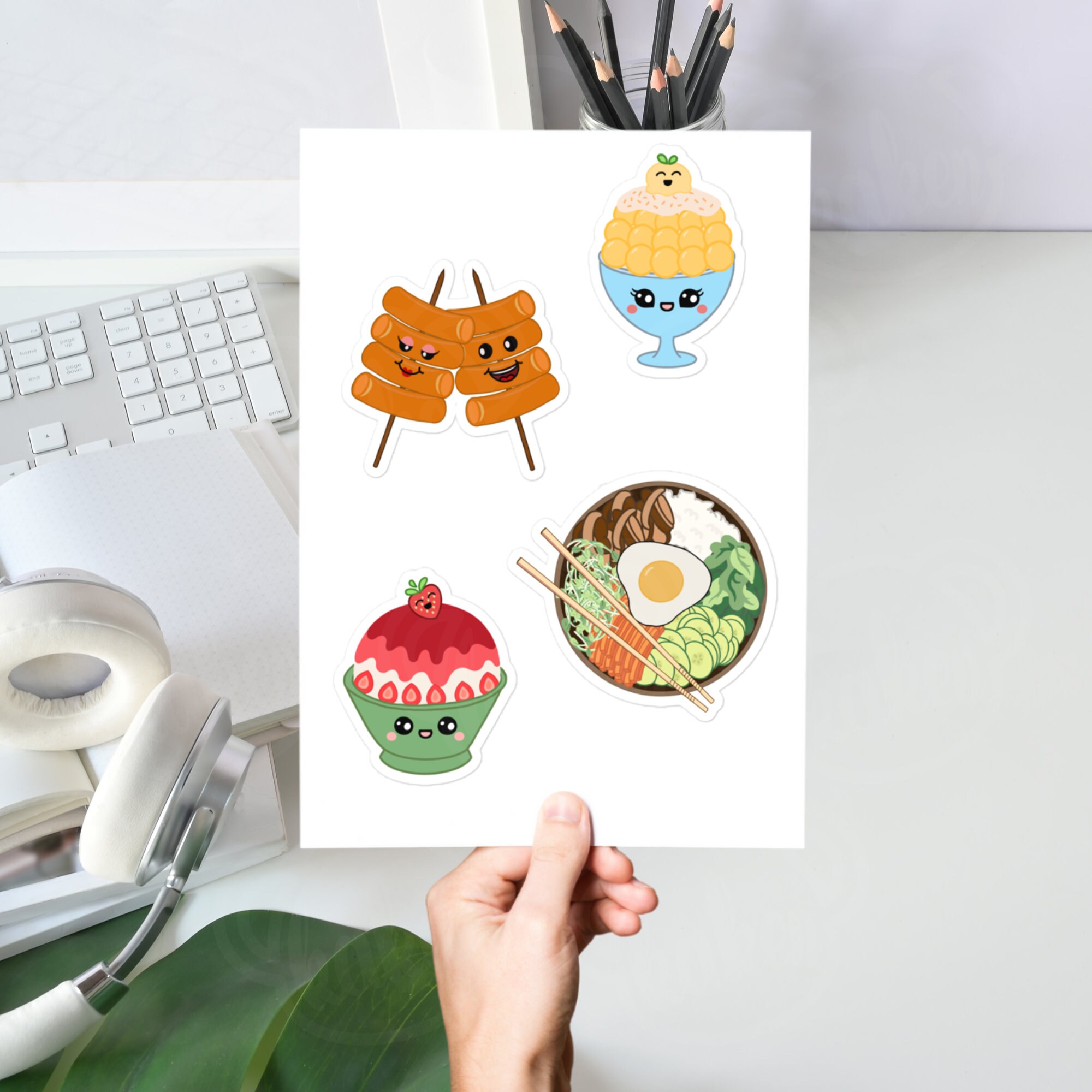 Korean Food Collection Sticker Sheet, Bibimbap, Tteokbokki, Bingsu ...