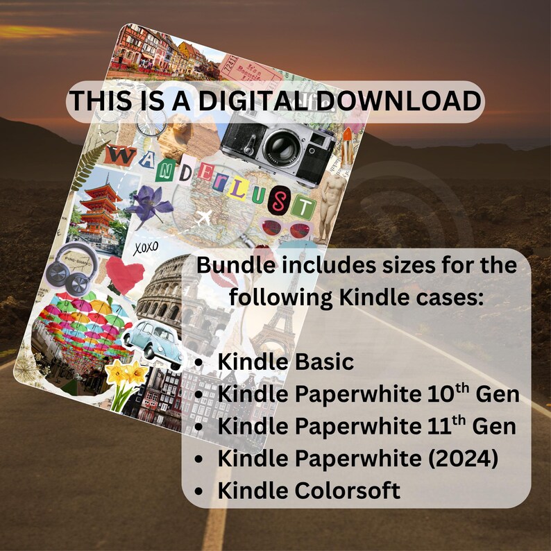 Wanderlust Digital Download Printable Kindle Insert for Protective Case ...