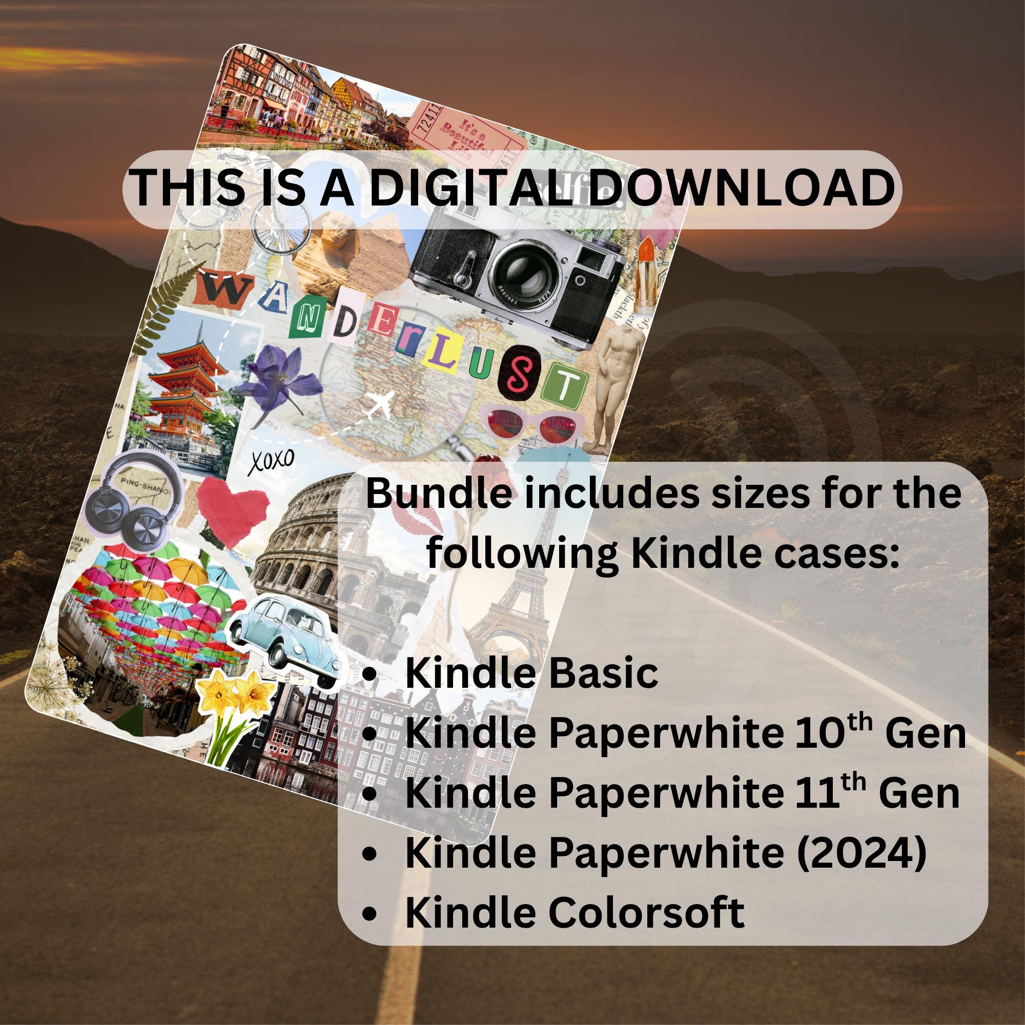 Wanderlust Digital Download Printable Kindle Insert for Protective Case ...
