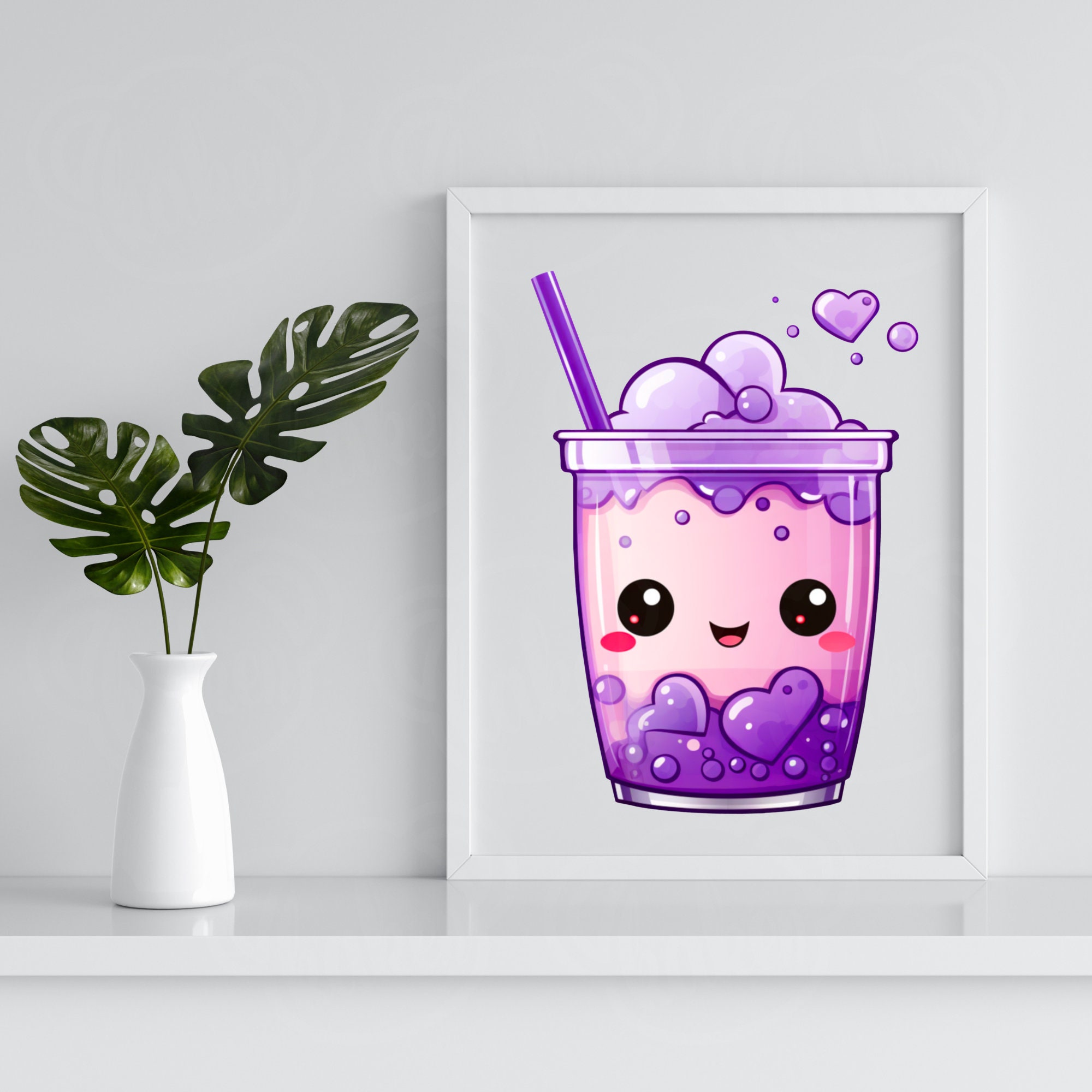 Purple Boba Tea Latte PNG File Digital Download 300dpi, Boba Tea Design ...