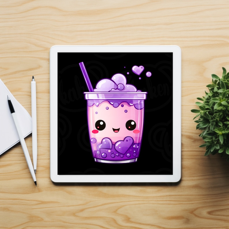 Purple Boba Tea Latte PNG File Digital Download 300dpi, Boba Tea Design ...