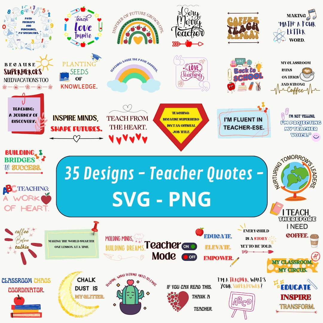 Teacher Svg Bundle Teacher Quotes Svg Teacher Sayings Svg - Etsy