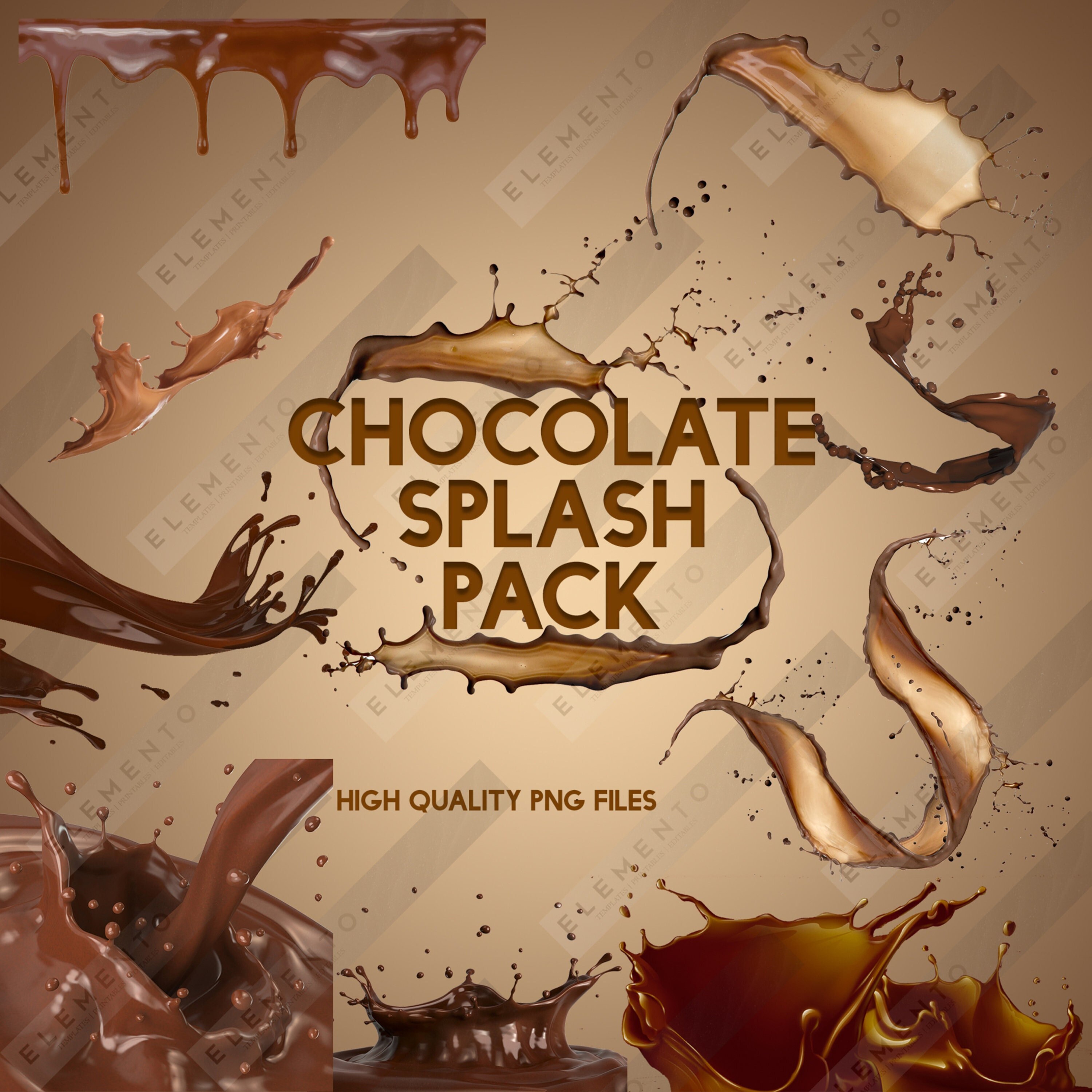 Chocolate Splash PNG Pack Chocolate Overlays Chocolate Drop - Etsy UK