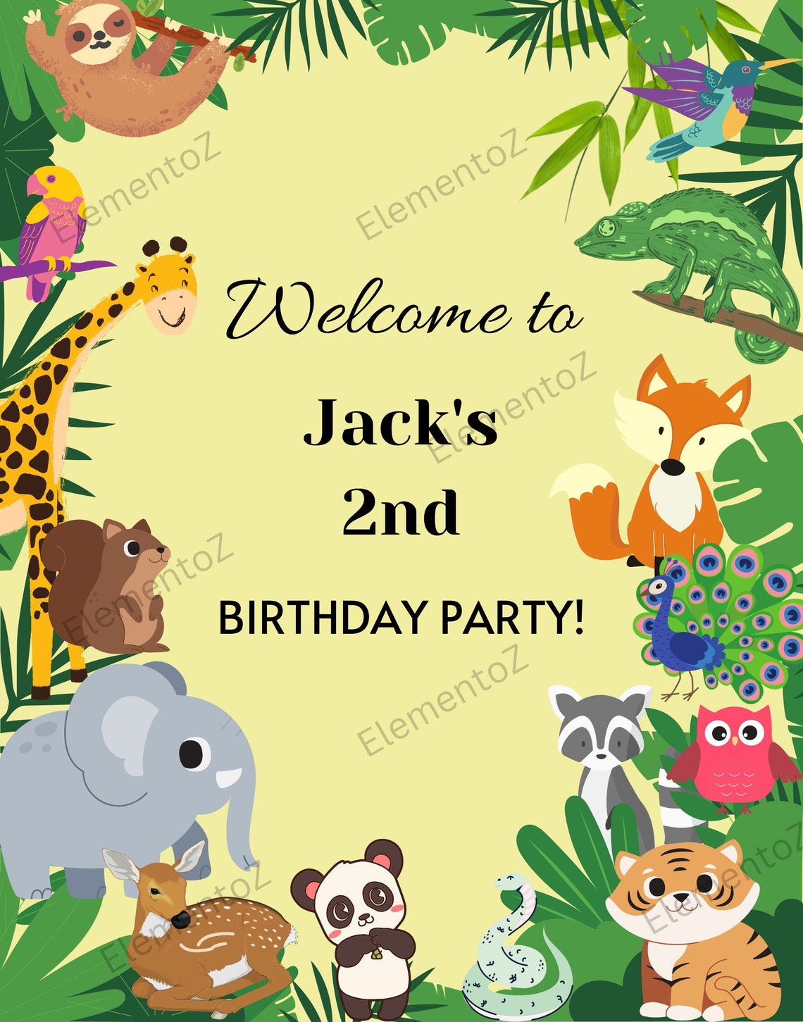 Editable Safari Birthday Welcome Sign, Jungle Theme Welcome Sign ...