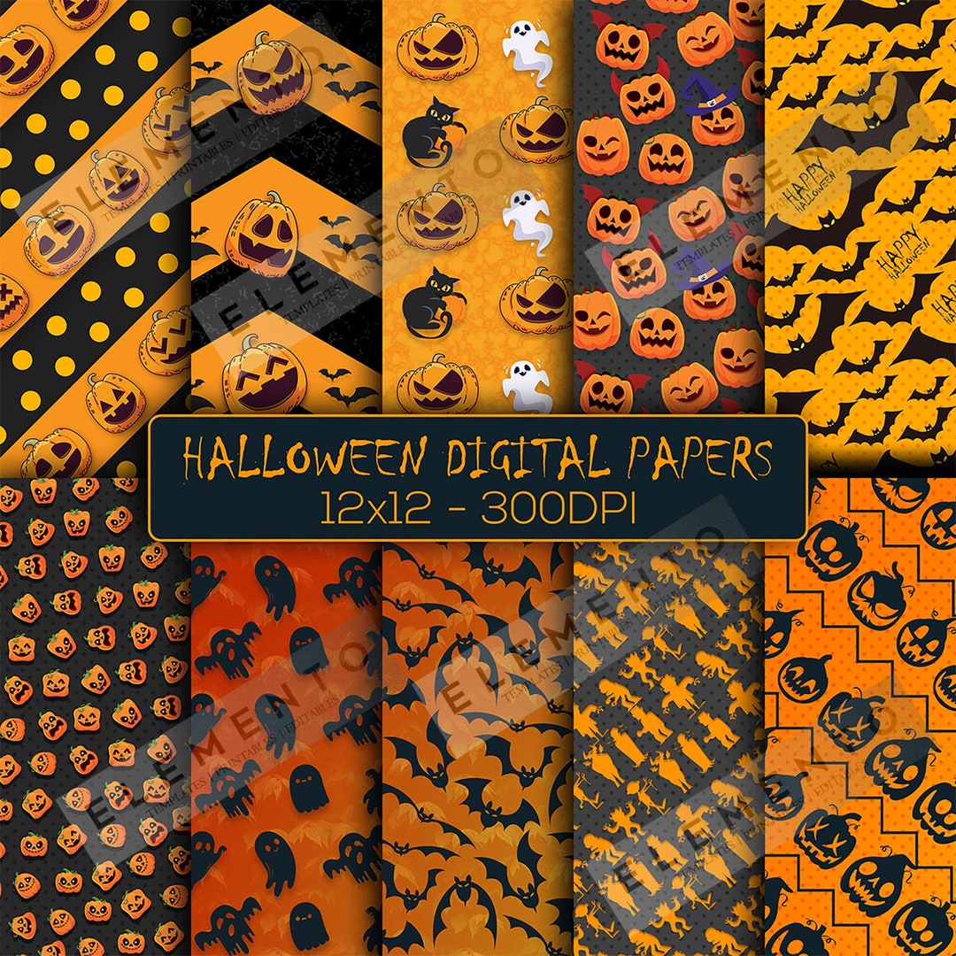 Halloween Digital Paper Bundle, Halloween Decorations, Ghost Pumpkin ...