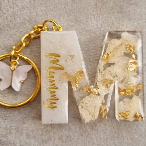 Custom Personalised Resin Initial Keyring - Etsy