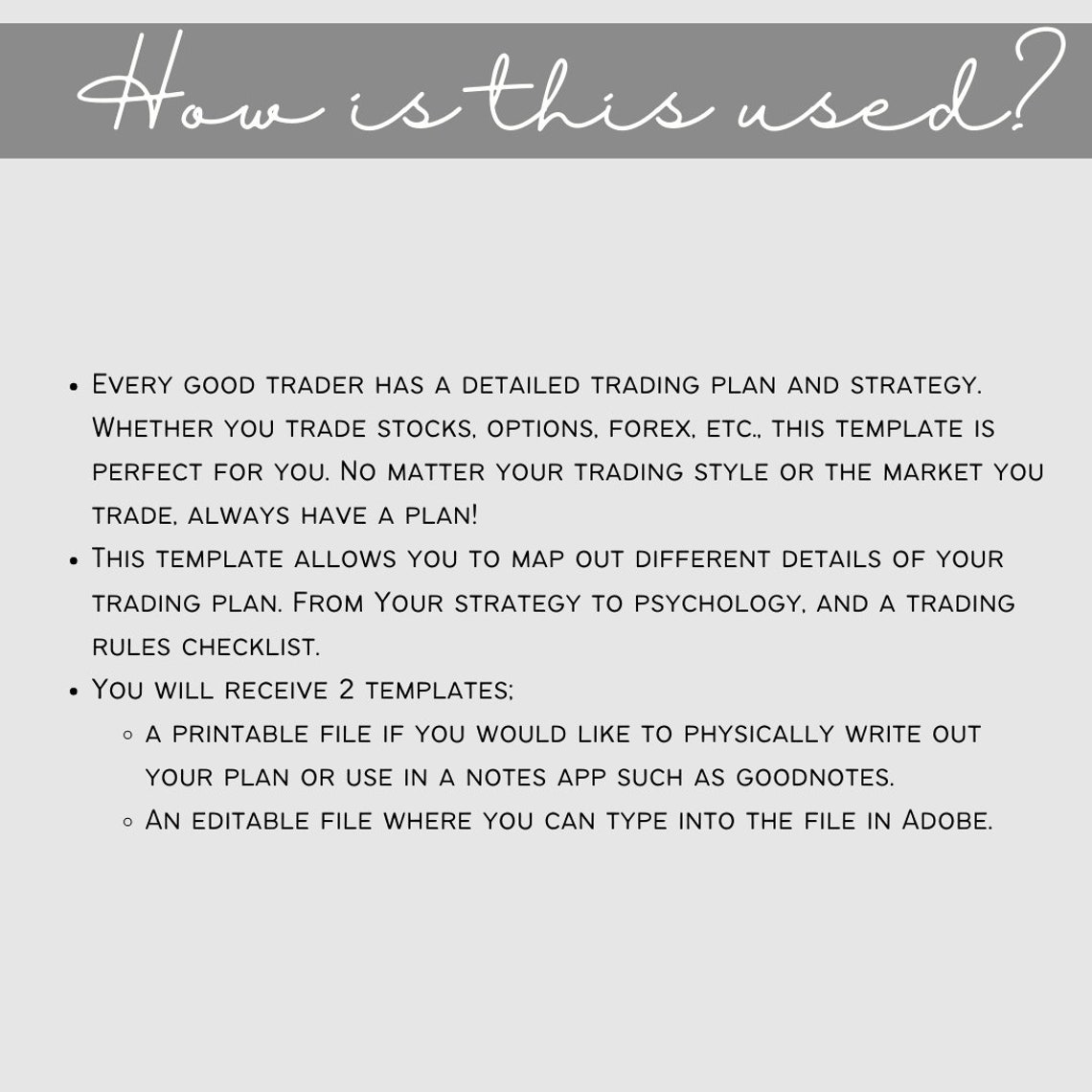 Digital Trading Plan Template | Options Trading Plan Template | Forex ...