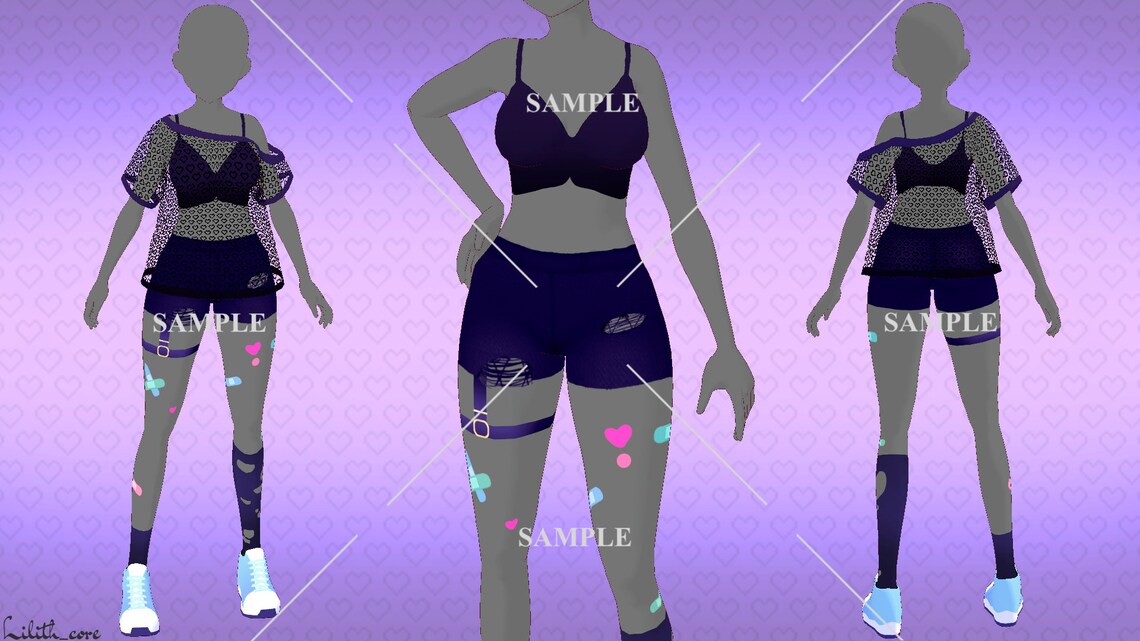 3D Vtuber Model Outfit / Vroid Outfit / Purple Heart Outfit - Etsy