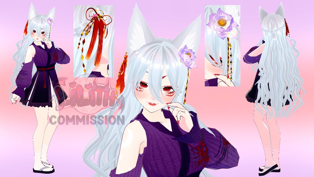 3D Vtuber Model / Vroid Model / Kitsune Girl - Etsy España