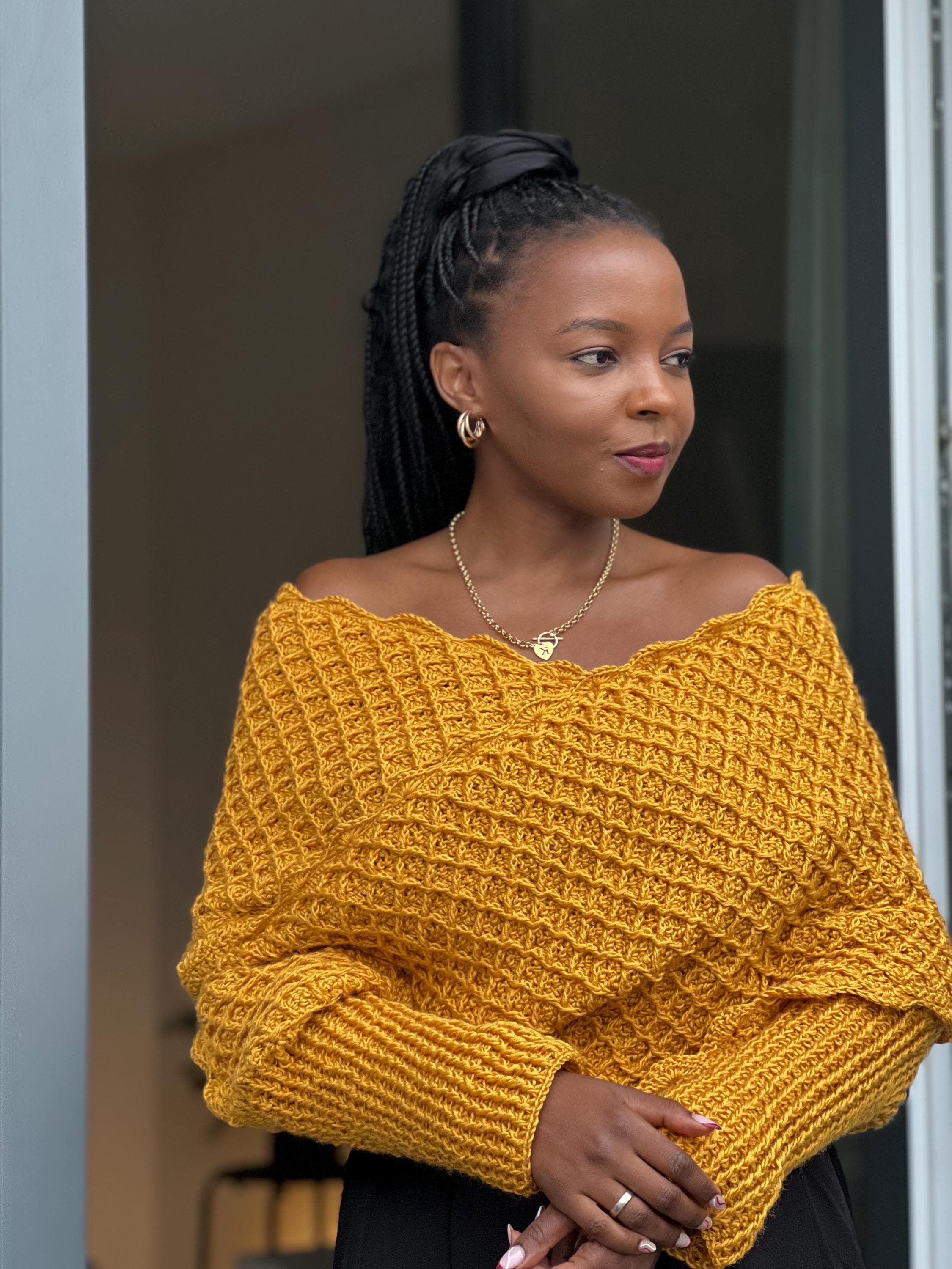 Crochet Wrap Sweater With Sleeves Pattern | Diamond Scarf Shrug | Easy ...