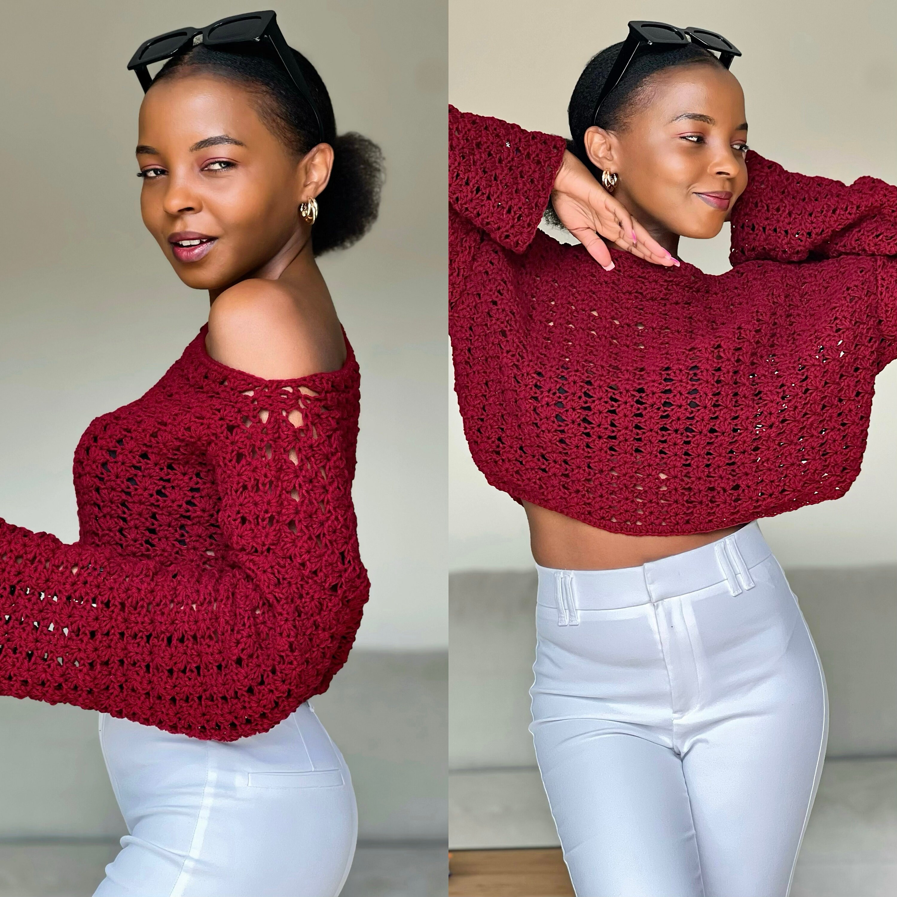 Crochet Shell off the Shoulder Sweater Top - Written Pattern - Etsy