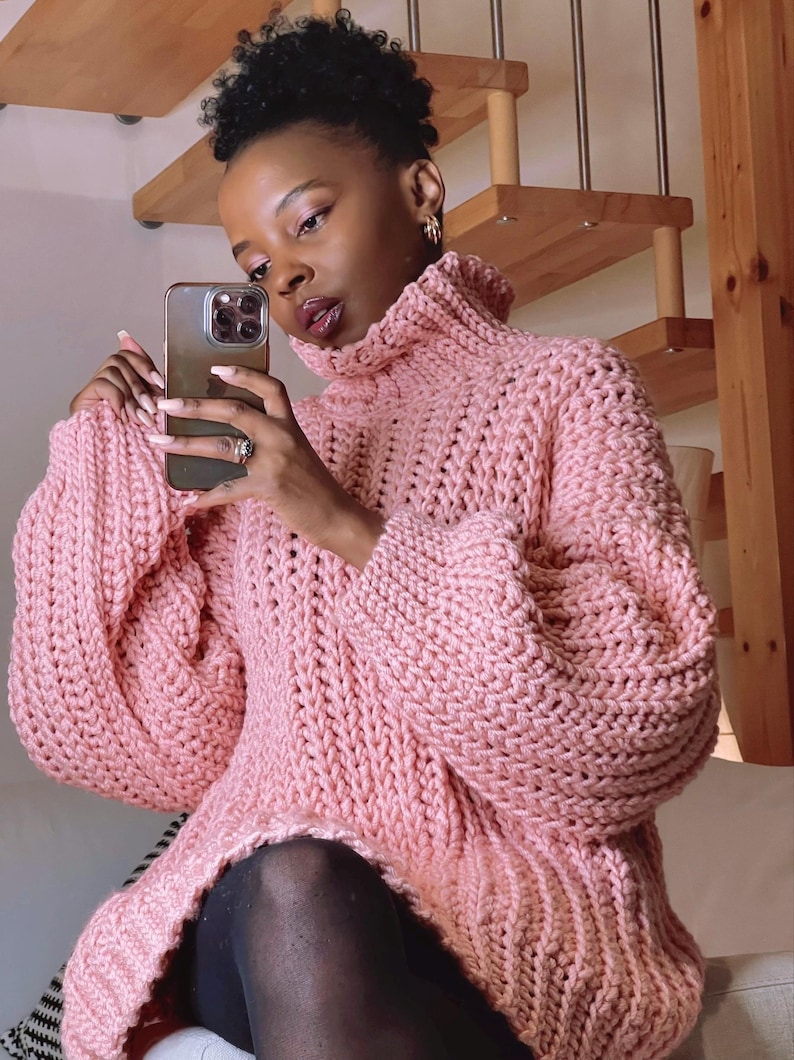 Crochet Turtleneck Sweater Dress Pattern (knit-look) | Easy, Size ...