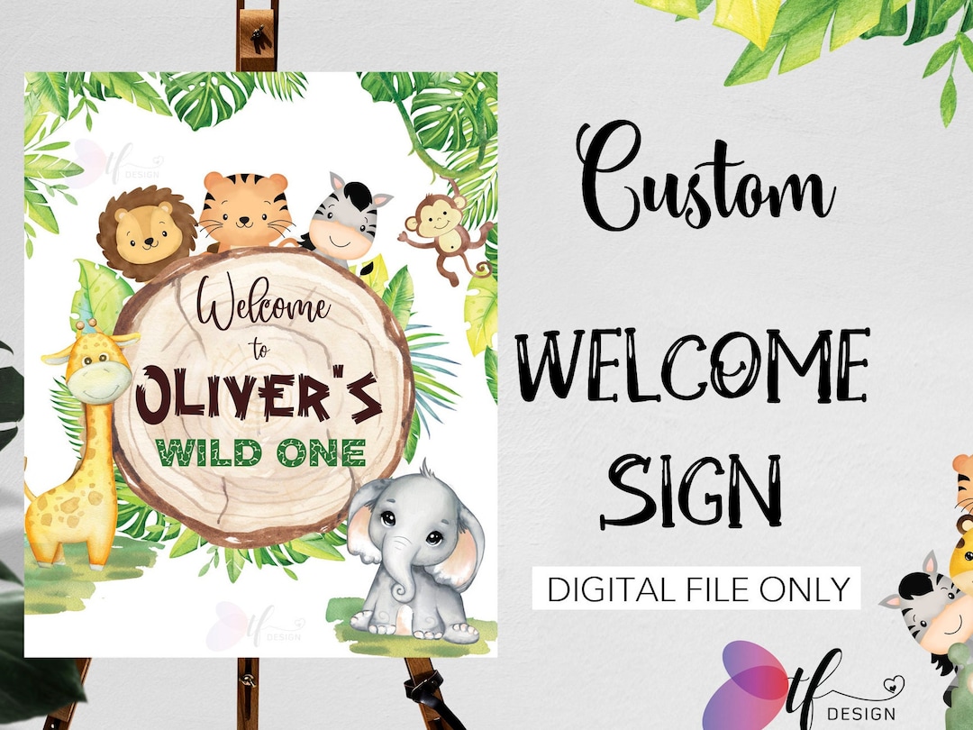 CUSTOM Safari Welcome Poster, Welcome Sign, Safari Birthday Party, Wild ...