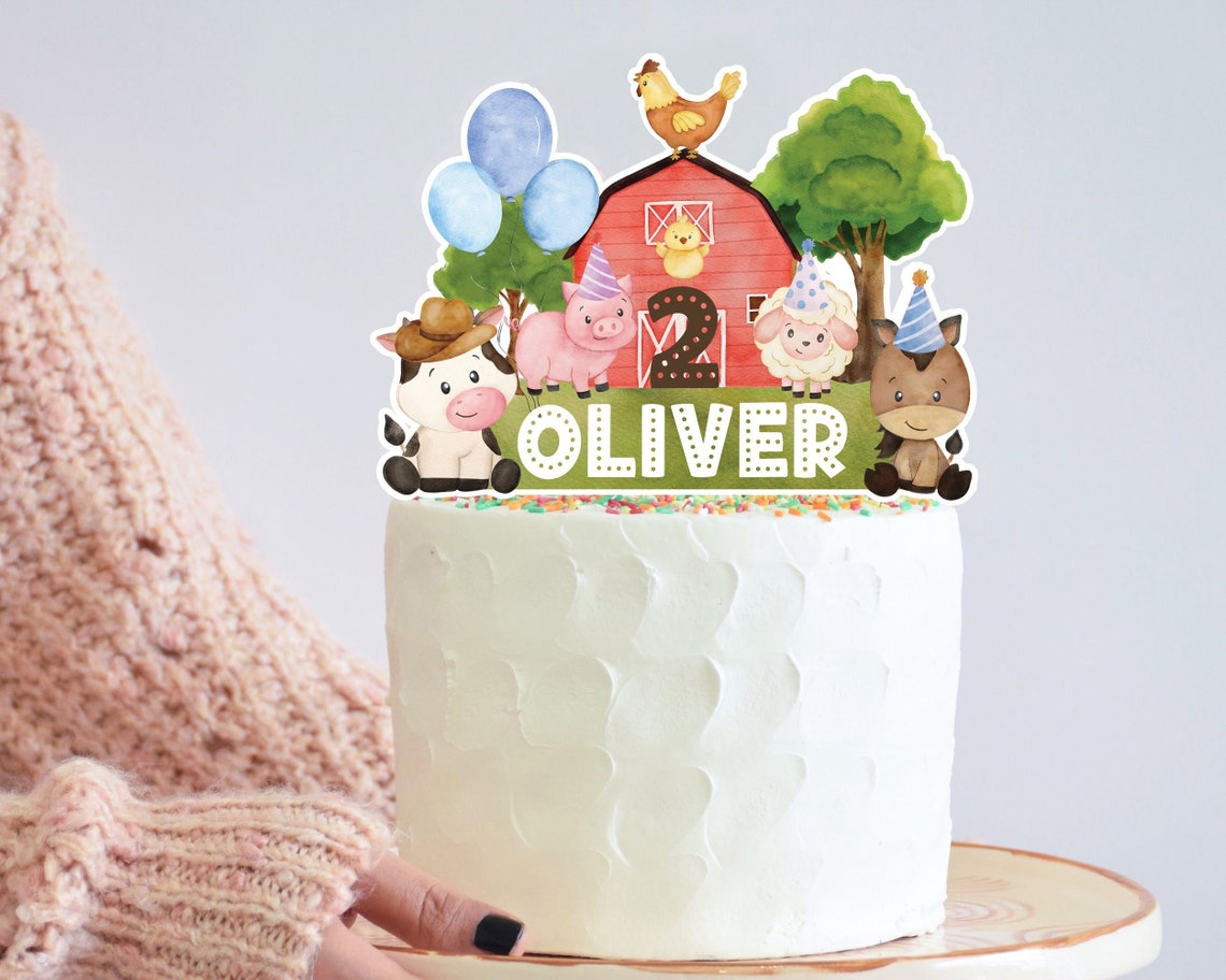 PERSONALIZED Barnyard Cake Topper - DIGITAL FILE - Old Mcdonald Cake ...