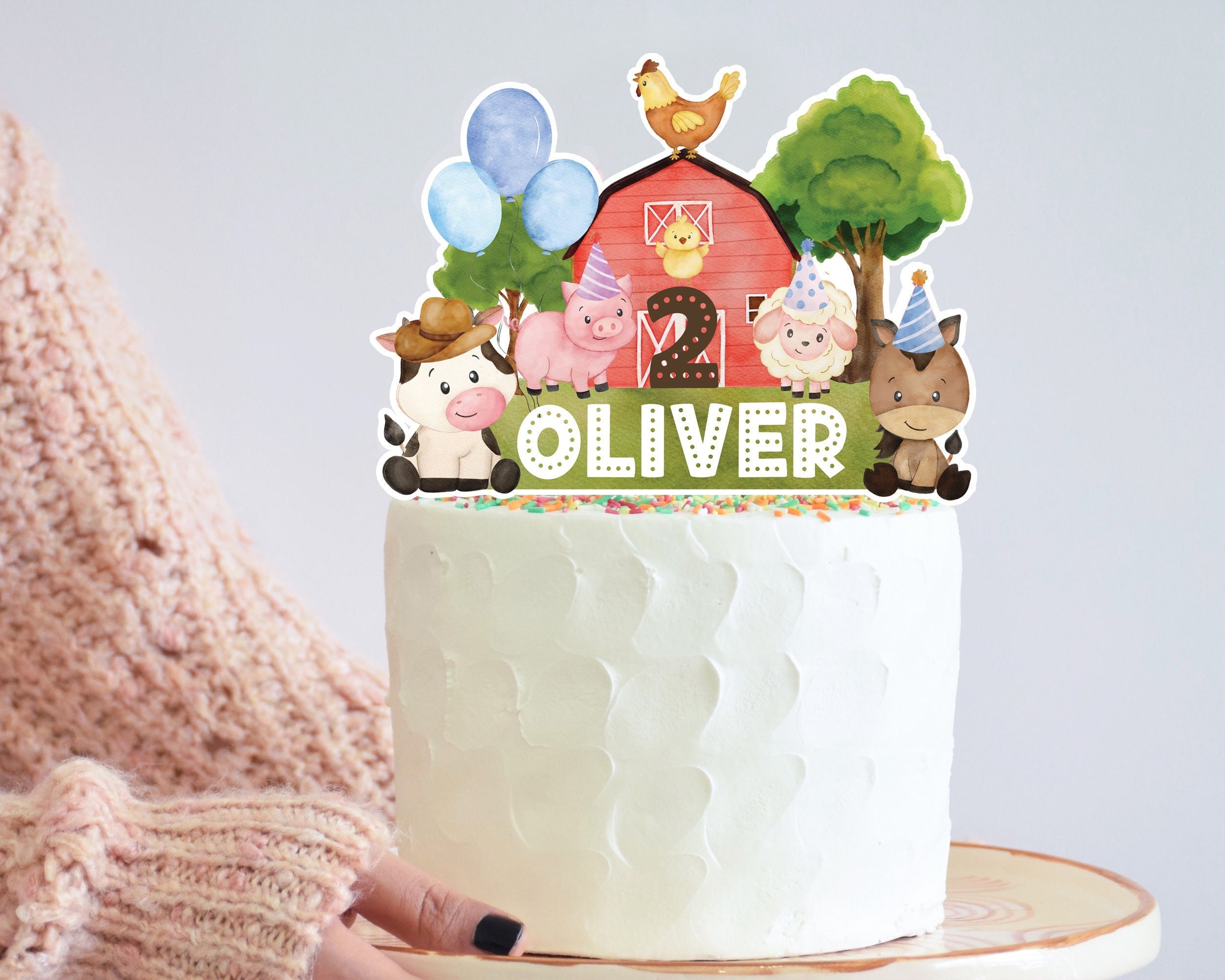 PERSONALIZED Barnyard Cake Topper - DIGITAL FILE - Old Mcdonald Cake ...