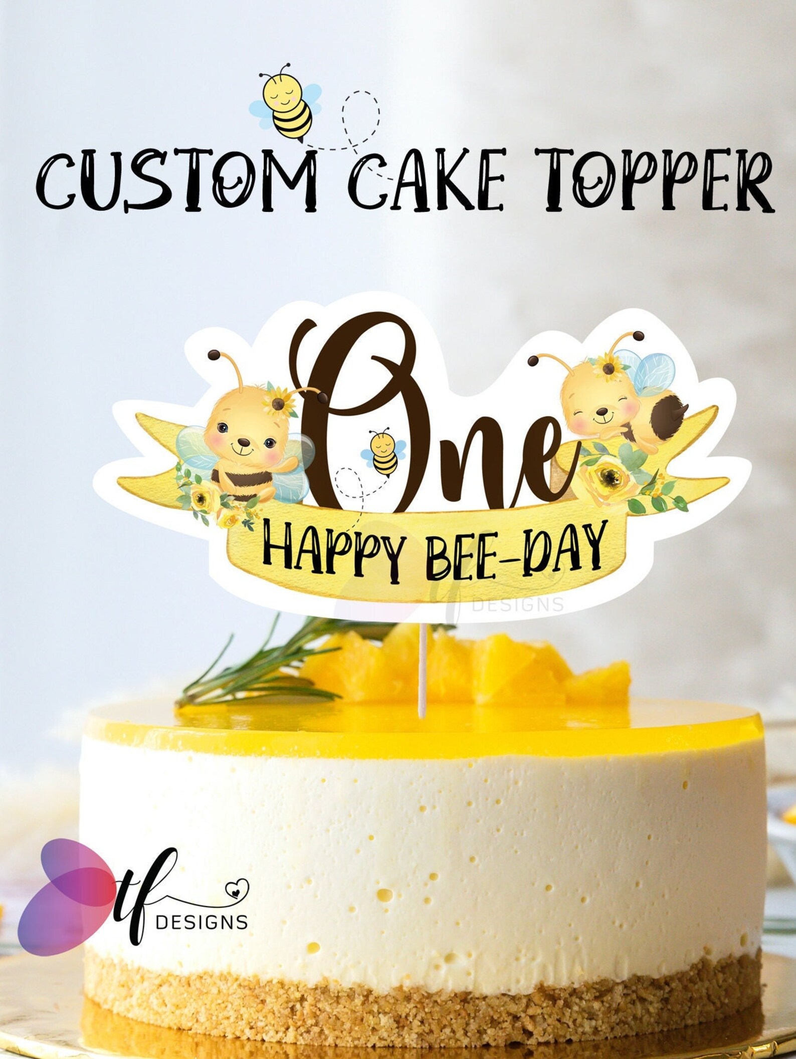 Bumble Bee Birthday Cake Topper - DIGITAL FILE - Honey Bee Theme First ...
