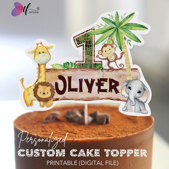 PERSONALIZED Safari Cake Topper DIGITAL FILE Wild One | Etsy