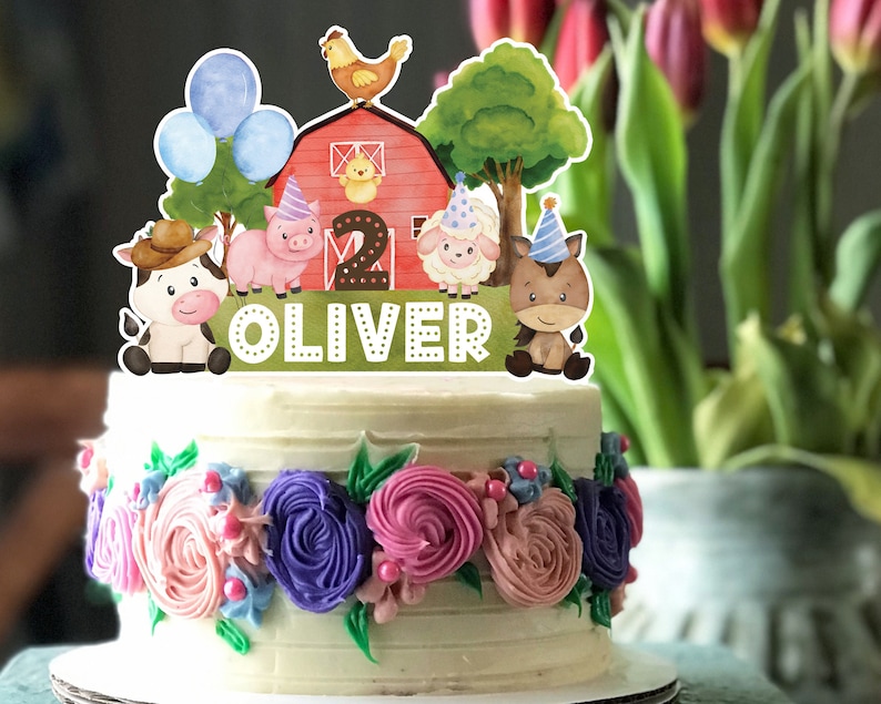 PERSONALIZED Barnyard Cake Topper - DIGITAL FILE - Old Mcdonald Cake ...